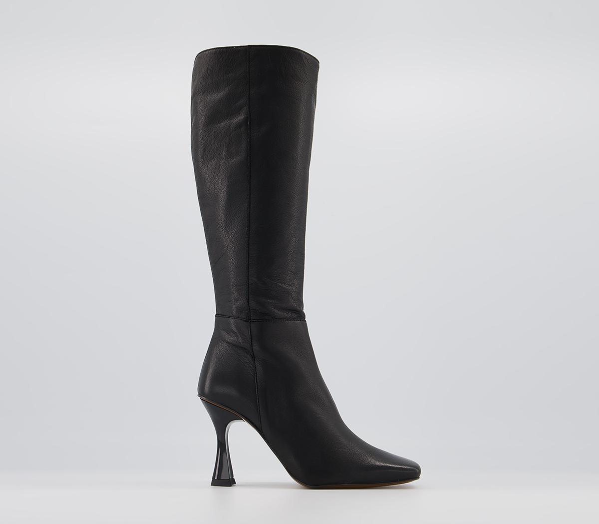 OFFICE Kurtsey Square Toe Dressy Boots Black Leather - Women's Knee ...