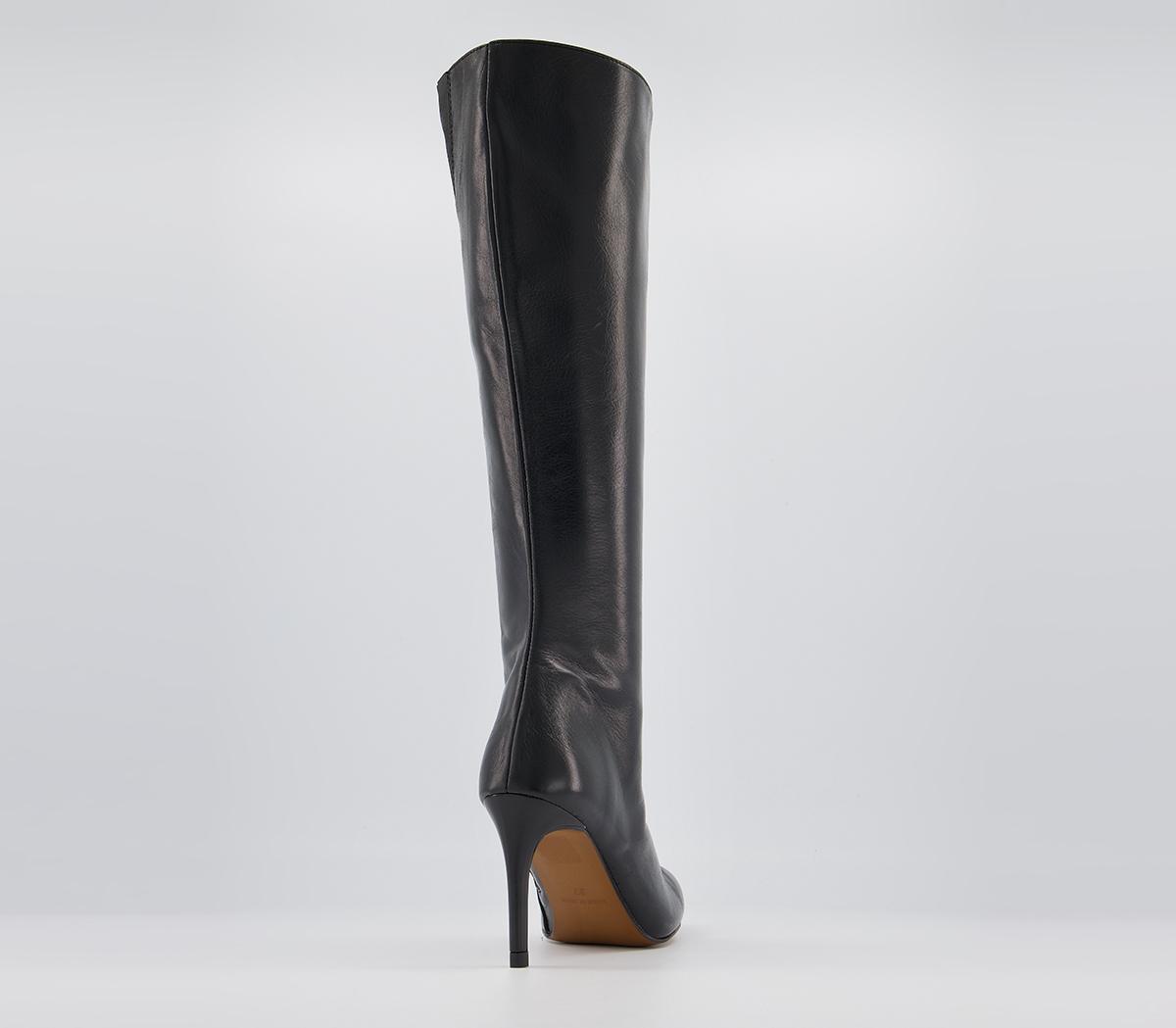 OFFICE Kempton Dressy Point Boots Black Groucho Leather - Women's Knee ...