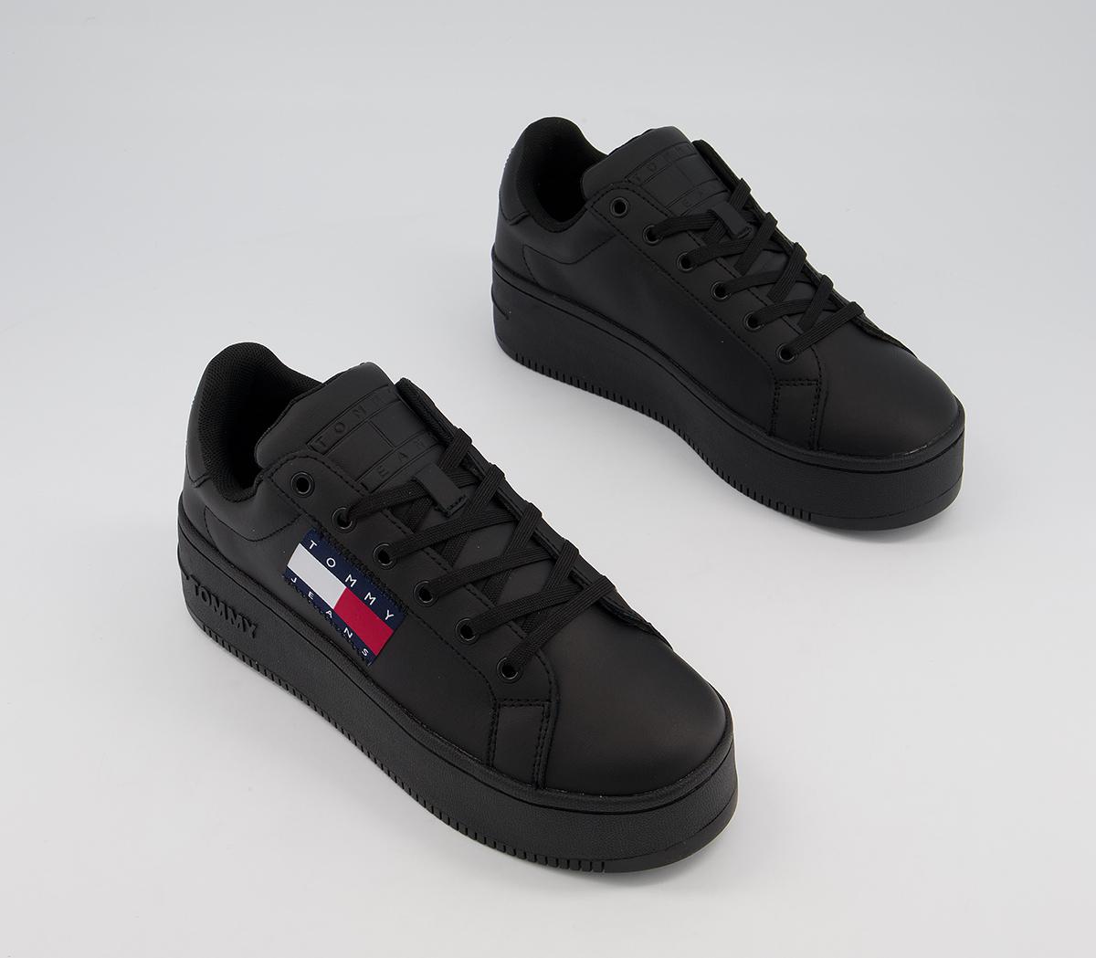 Tommy Hilfiger Flatform Flag Sneakers Black - Unisex Sports