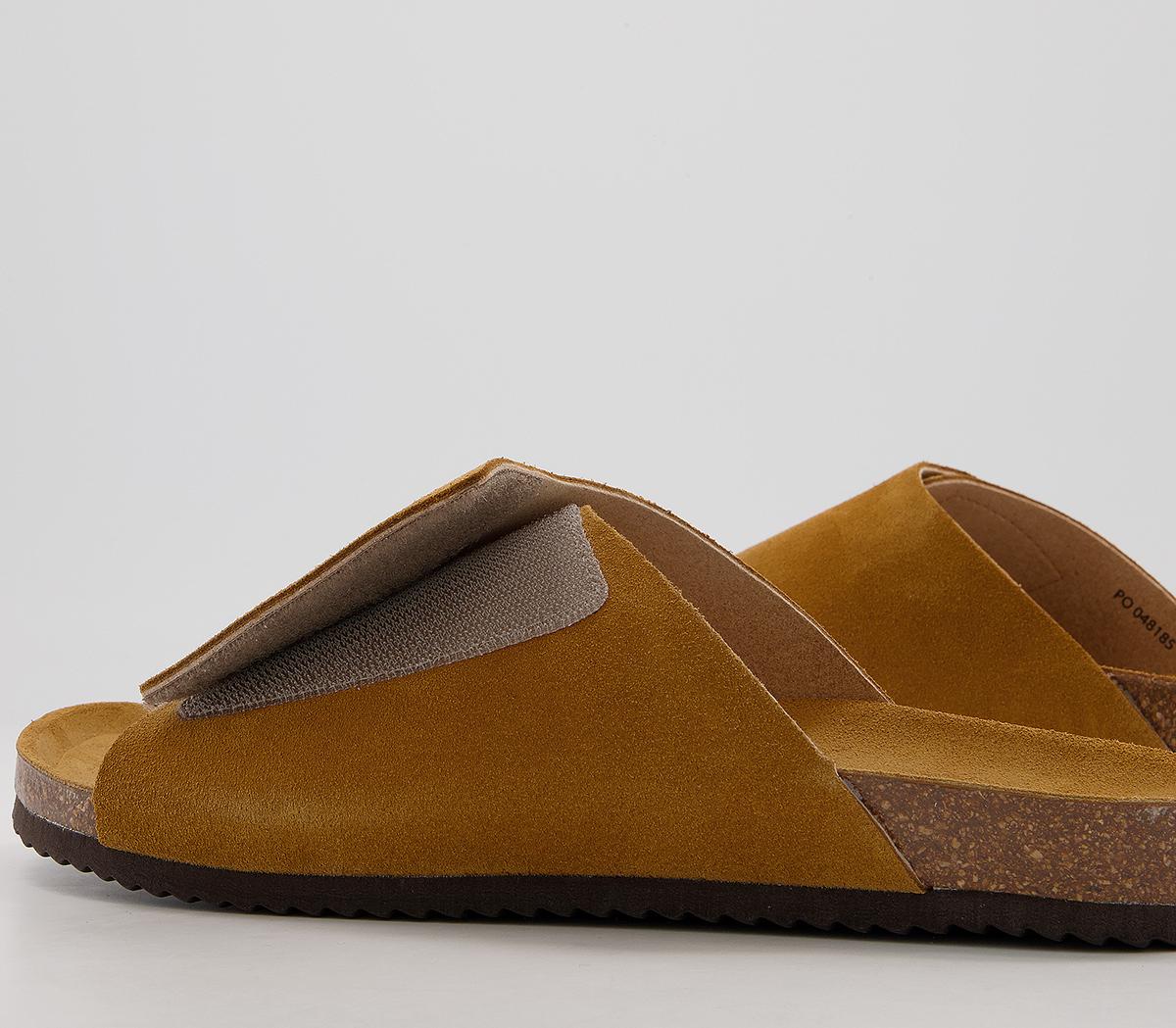 OFFICE Santiago Velcro Sliders Light Tan Suede - Men’s Sliders