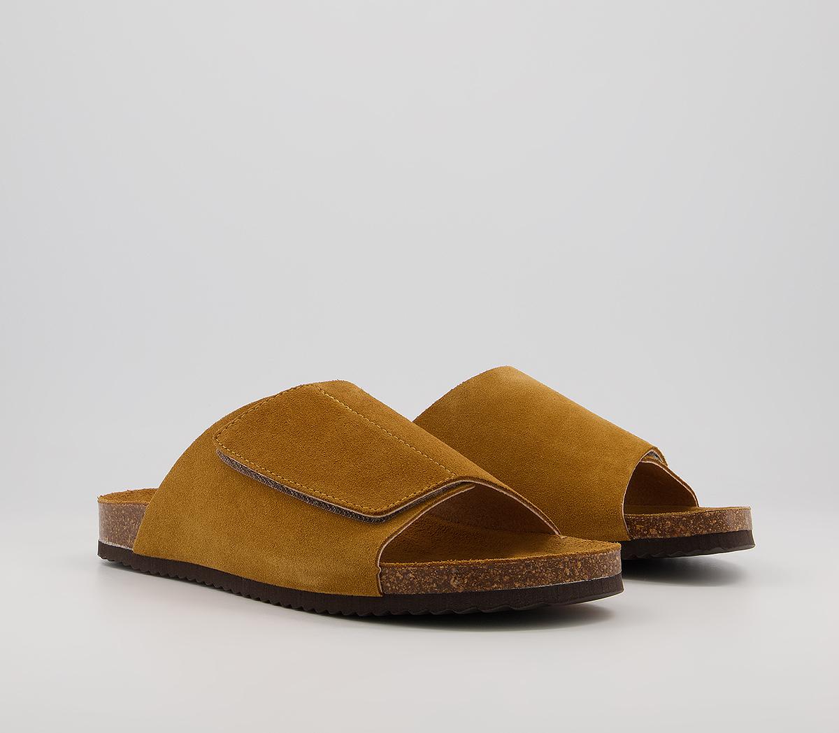 OFFICE Santiago Velcro Sliders Light Tan Suede - Men’s Sliders