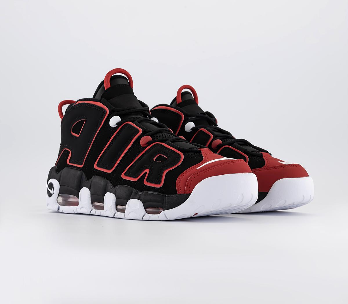 Nike Air More Uptempo 96 Trainers Black Black University Red White ...