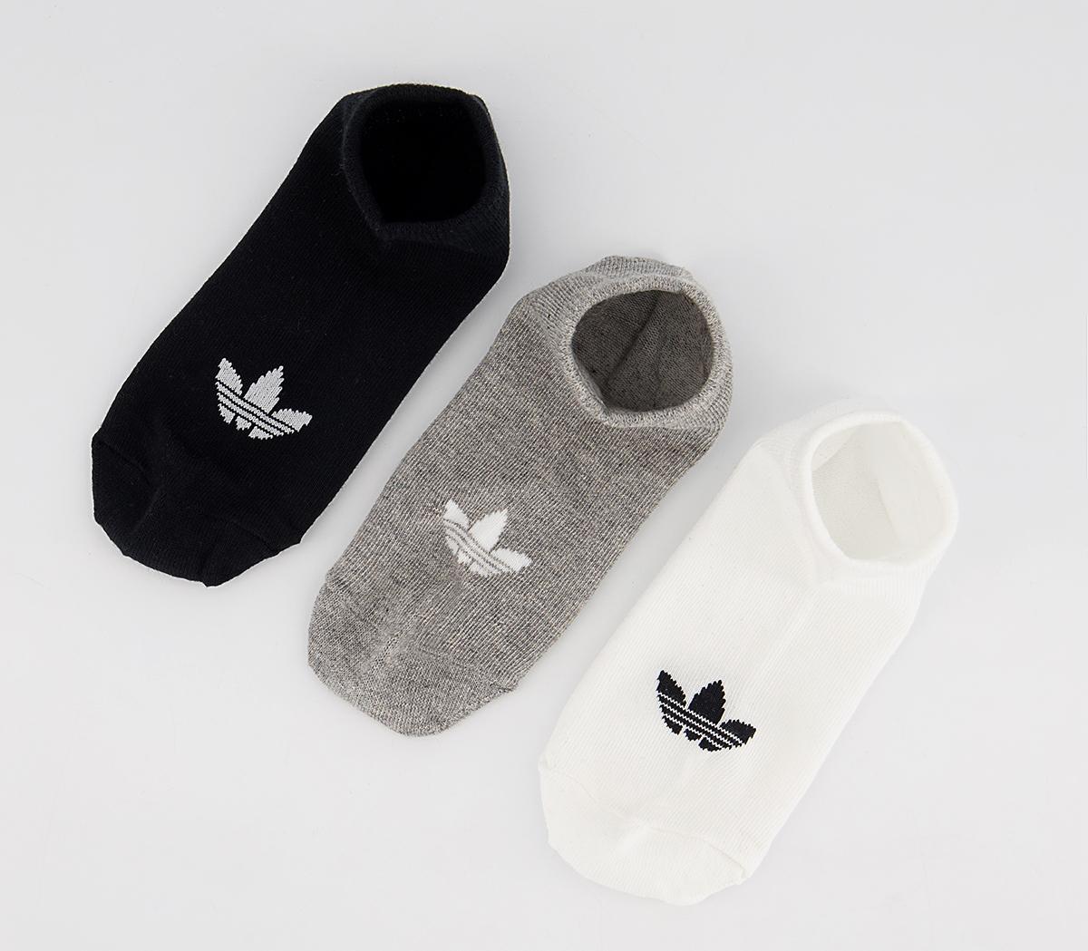adidas Trefoil Liner Sock 3 Pack White Black Grey - Socks