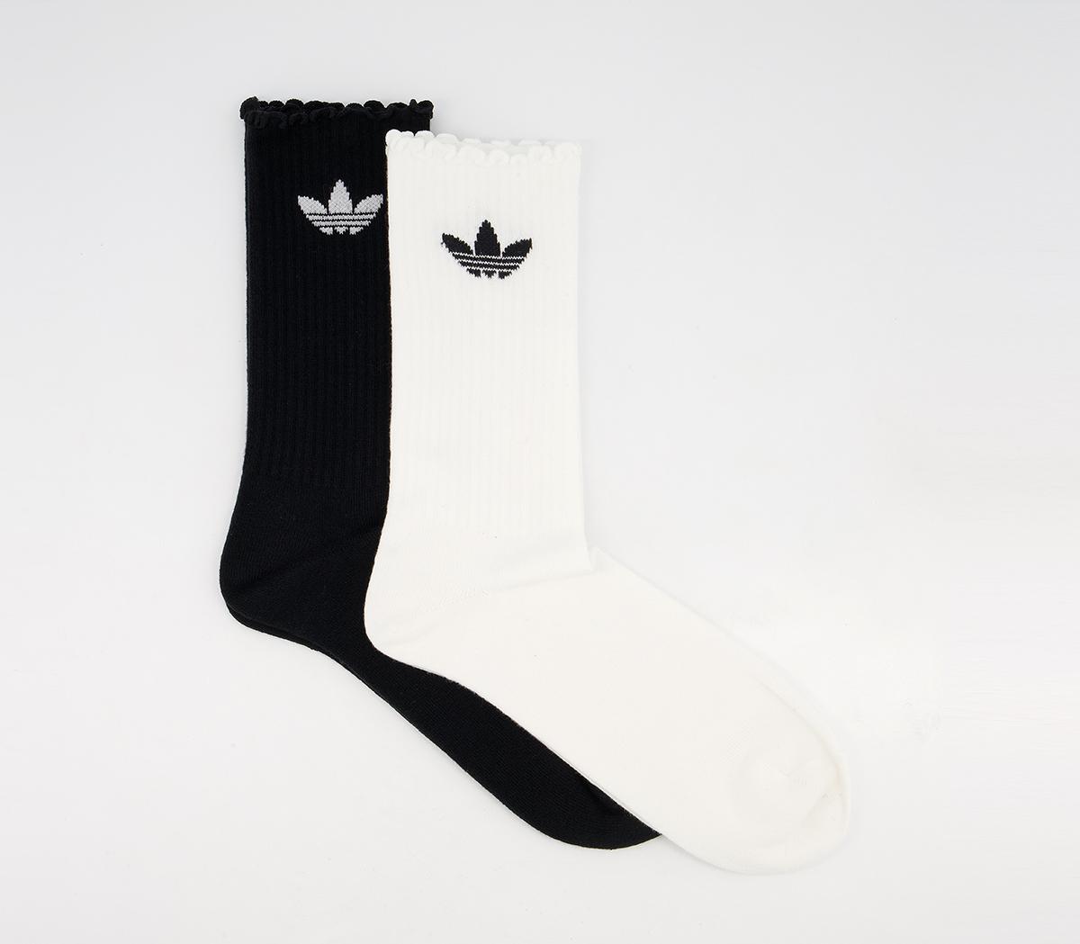 adidas Ruffle Crew Socks 2 Pack White Black - Socks