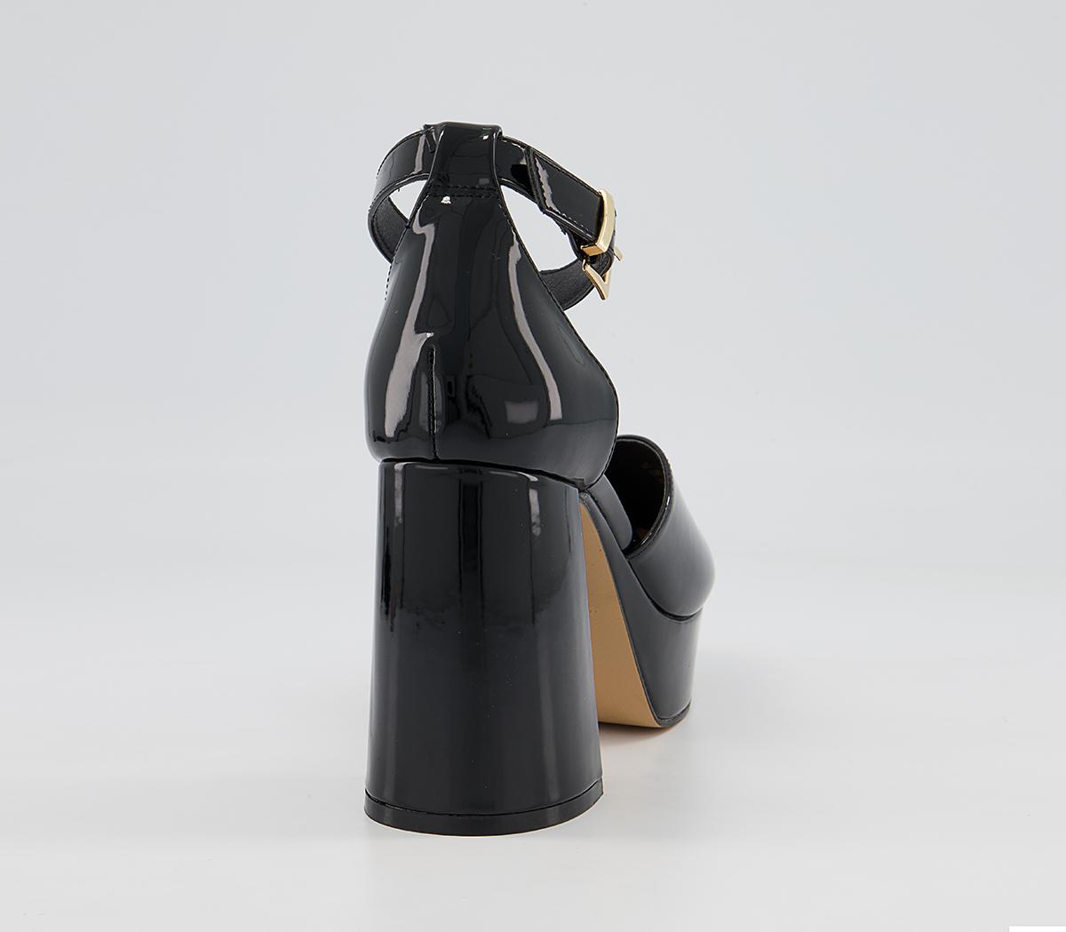 OFFICE Hanover Two Part Platform Court Block High Heels Black Patent ...