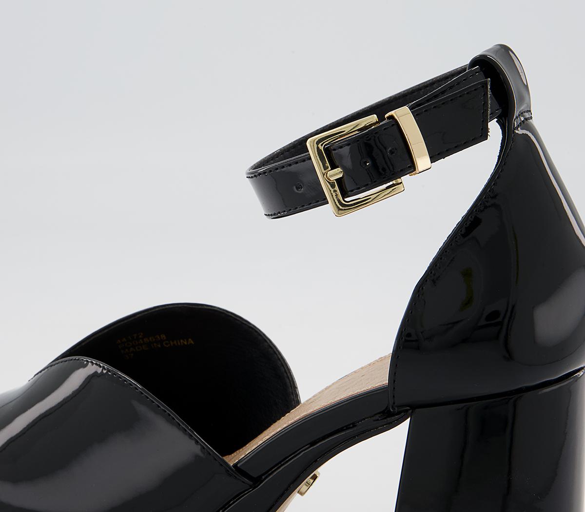 OFFICE Hanover Two Part Platform Court Block High Heels Black Patent ...