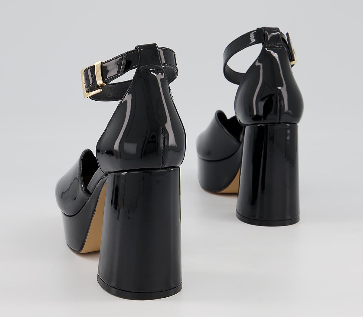 OFFICE Hanover Two Part Platform Court Block High Heels Black Patent ...