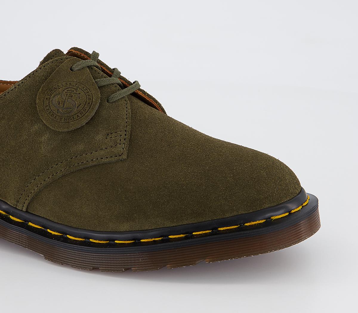 Dr. Martens 1461 3 Eye Made in England Shoes Forest Green Buck Suede ...