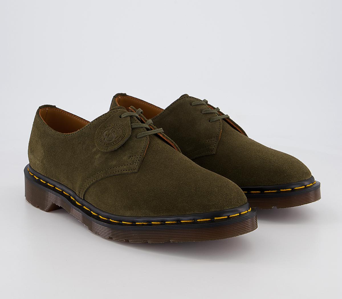 Dr. Martens 1461 3 Eye Made in England Shoes Forest Green Buck Suede ...