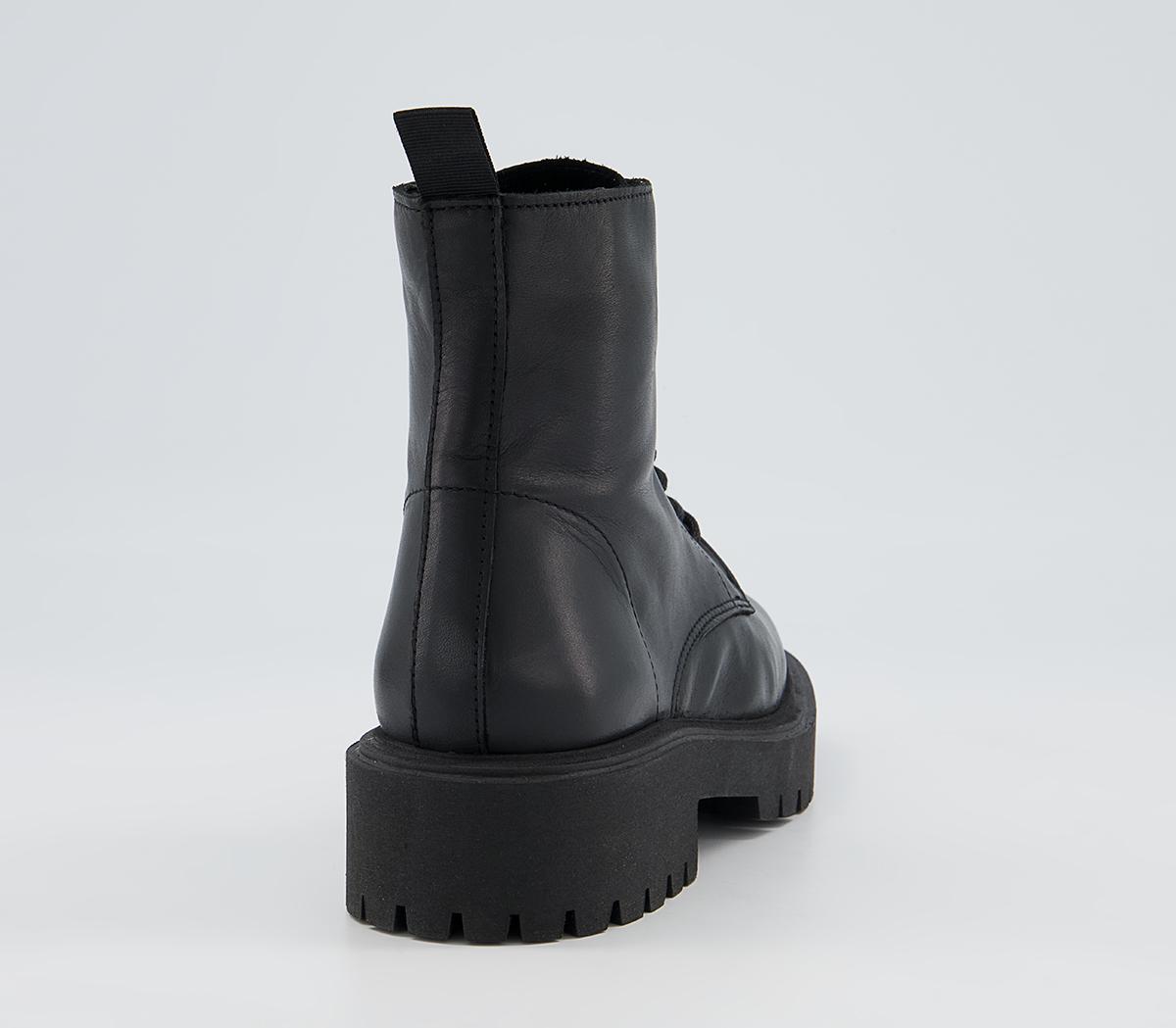OFFICE Apple Soft Unlined Lace Up Boots Black Leather - Women's Ankle Boots
