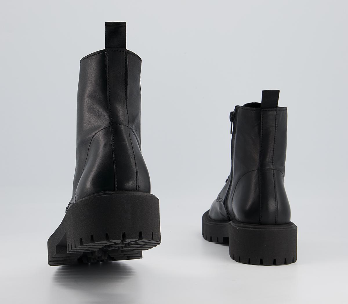 OFFICE Apple Soft Unlined Lace Up Boots Black Leather - Women's Ankle Boots