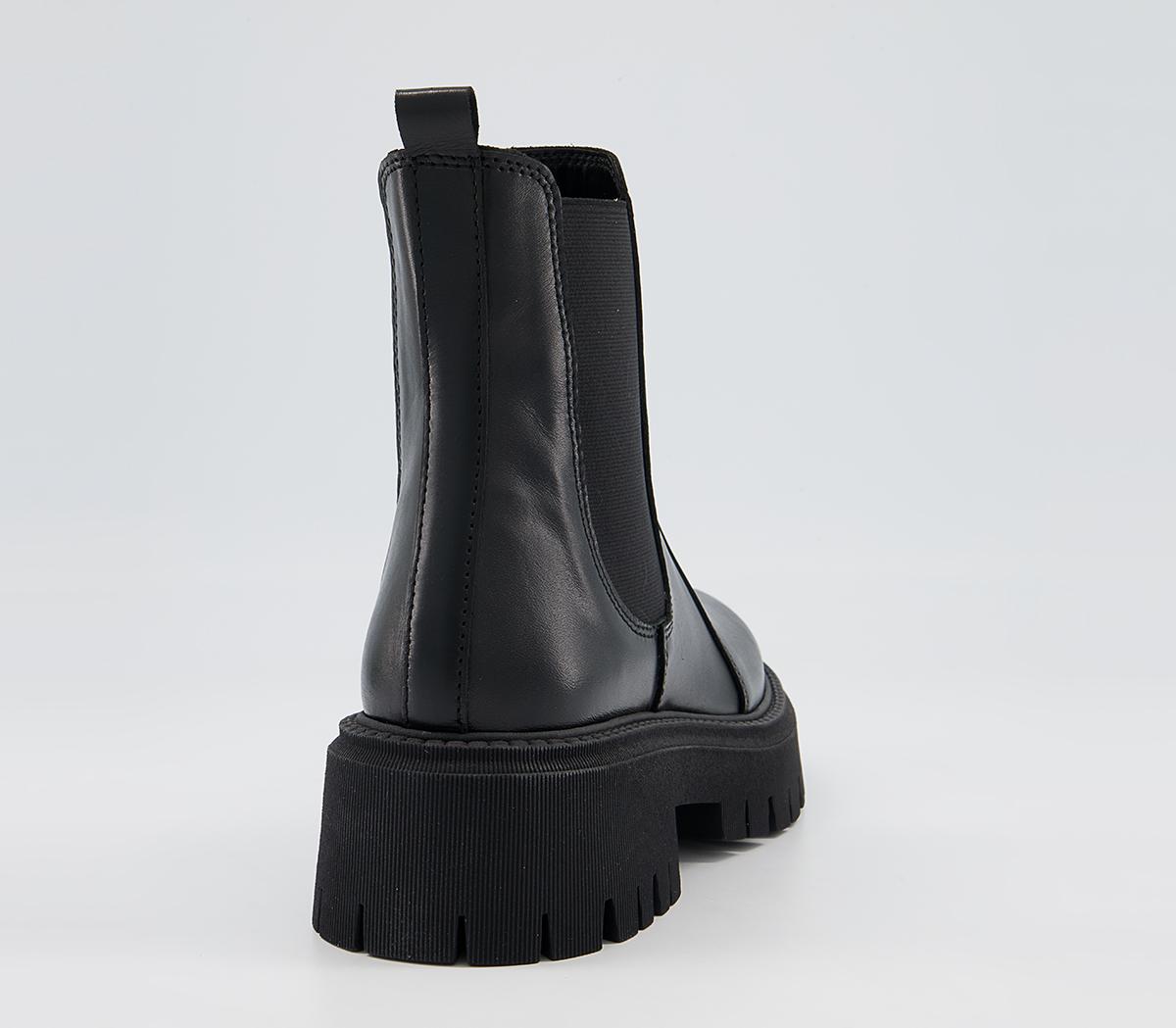 OFFICE Attract Ribbed Sole Ankle Chelsea Boots Black Leather - Women's ...