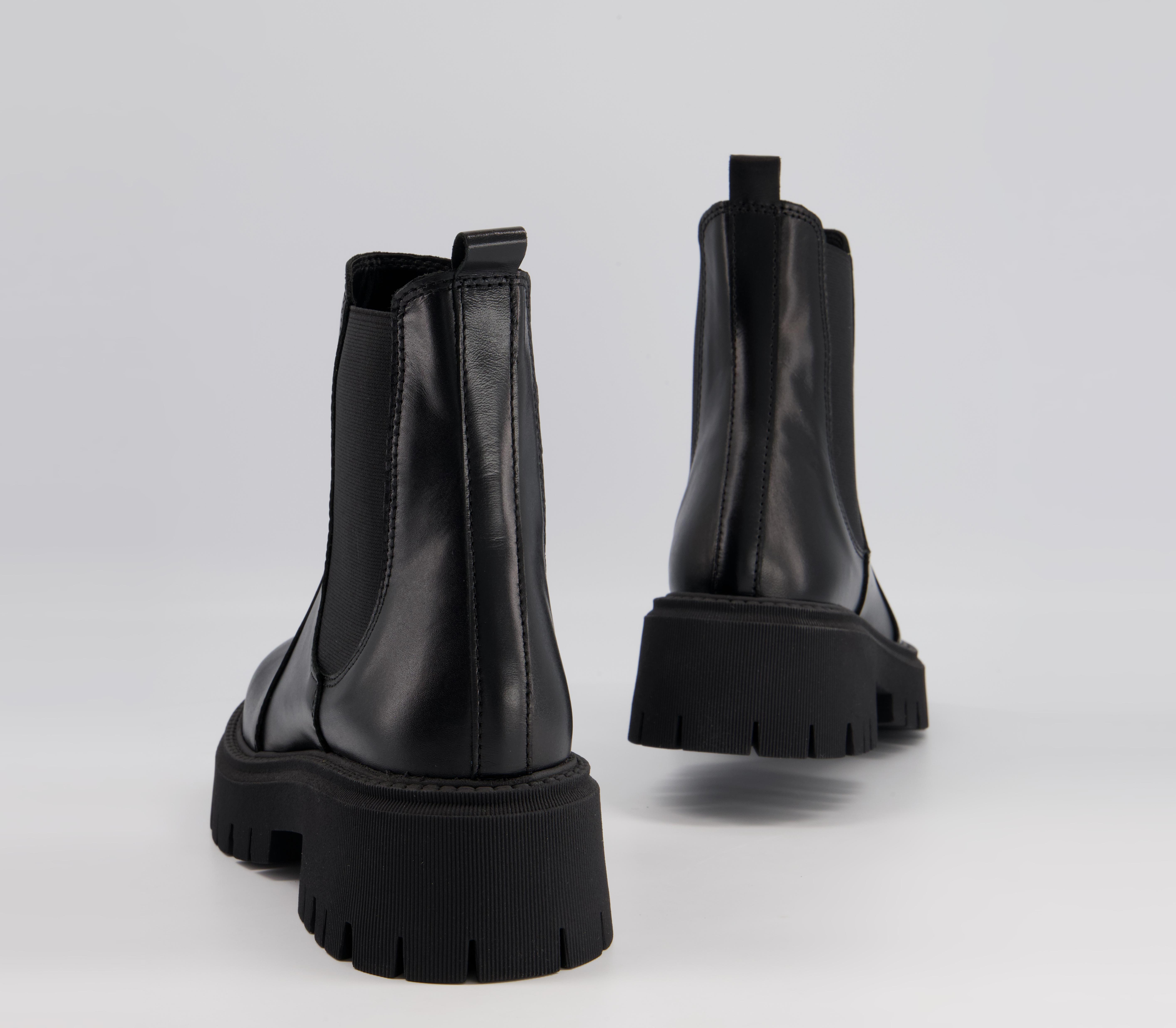 OFFICE Attract Ribbed Sole Ankle Chelsea Boots Black Leather - Women's ...