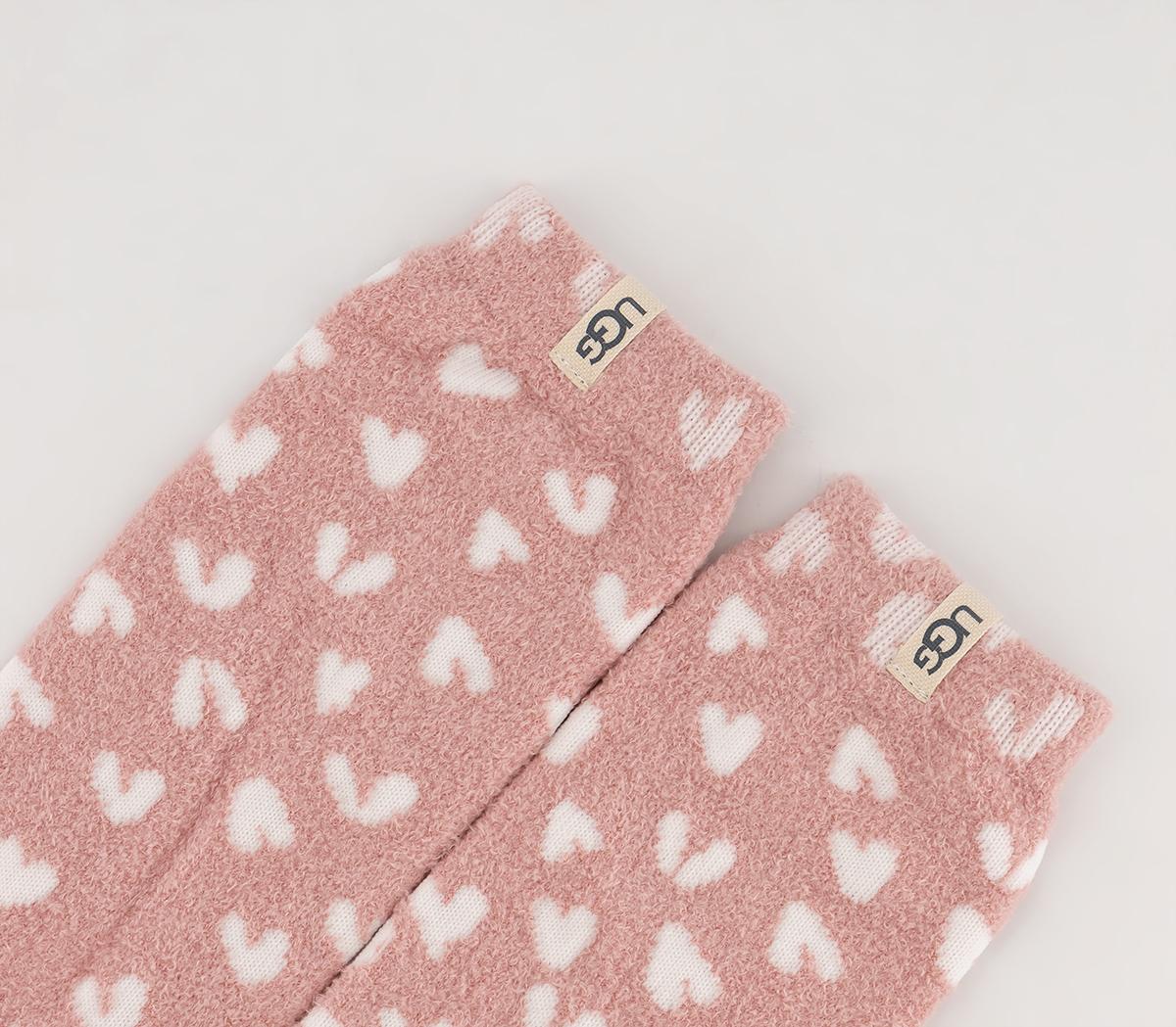 UGG Leslie Graphic Crew Socks Clay Pink Hearts - Accessories