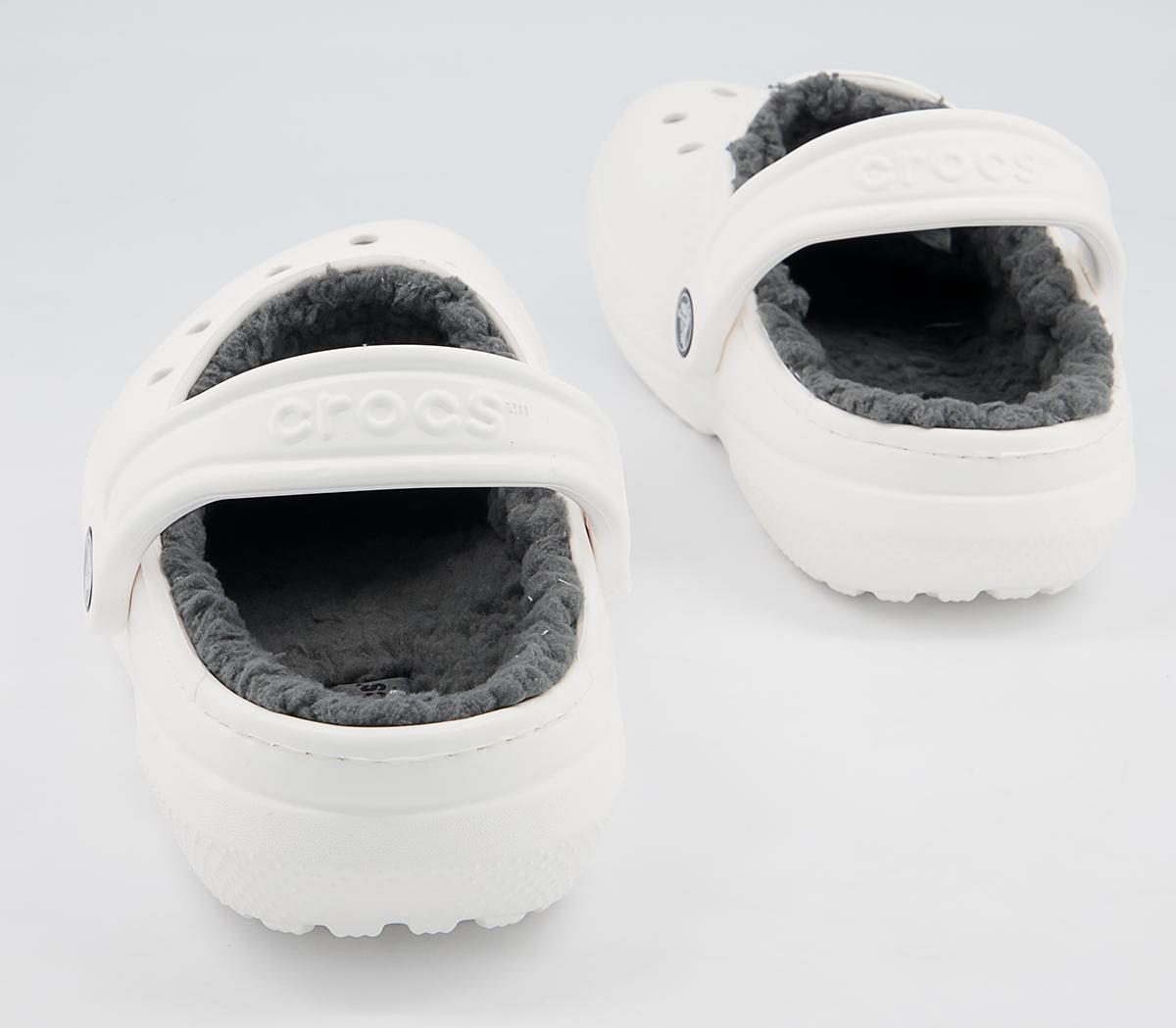 Crocs Classic Lined Clogs White Grey - Flat Shoes for Women