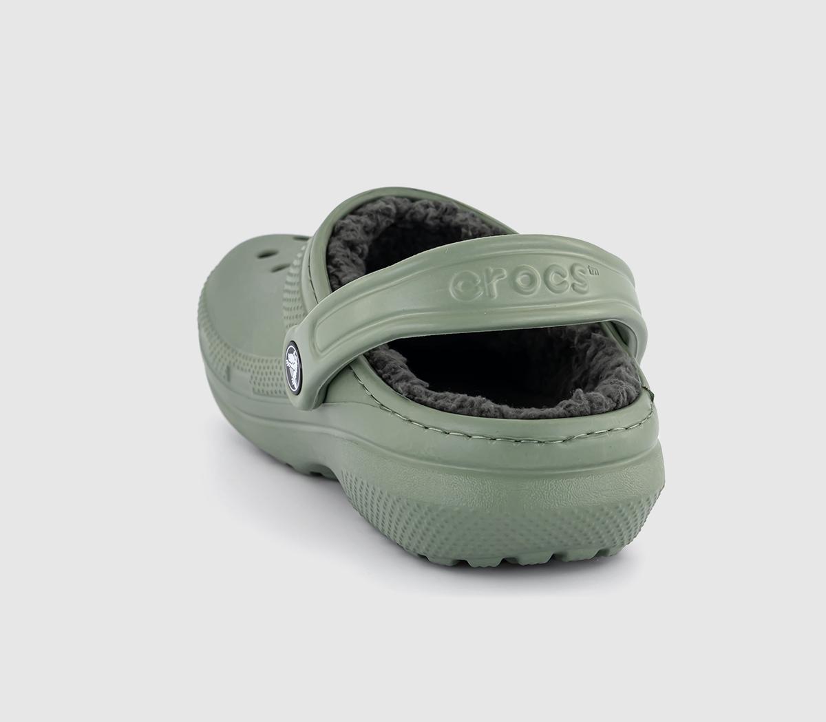 Crocs Classic Lined Croc Clogs Moss Kelp - Flat Shoes for Women