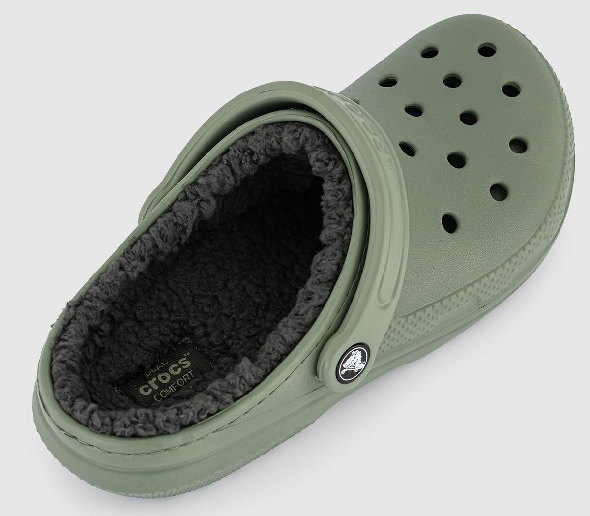 Crocs Classic Lined Croc Clogs Moss Kelp - Flat Shoes for Women