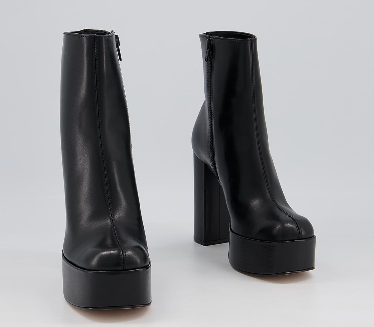 OFFICE Agree Platform Boots Black Leather - Women's Ankle Boots