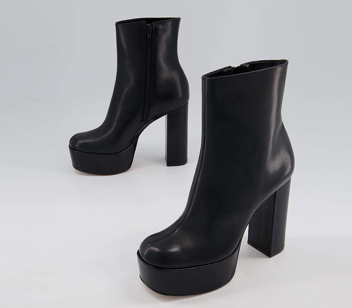 OFFICE Agree Platform Boots Black Leather - Women's Ankle Boots