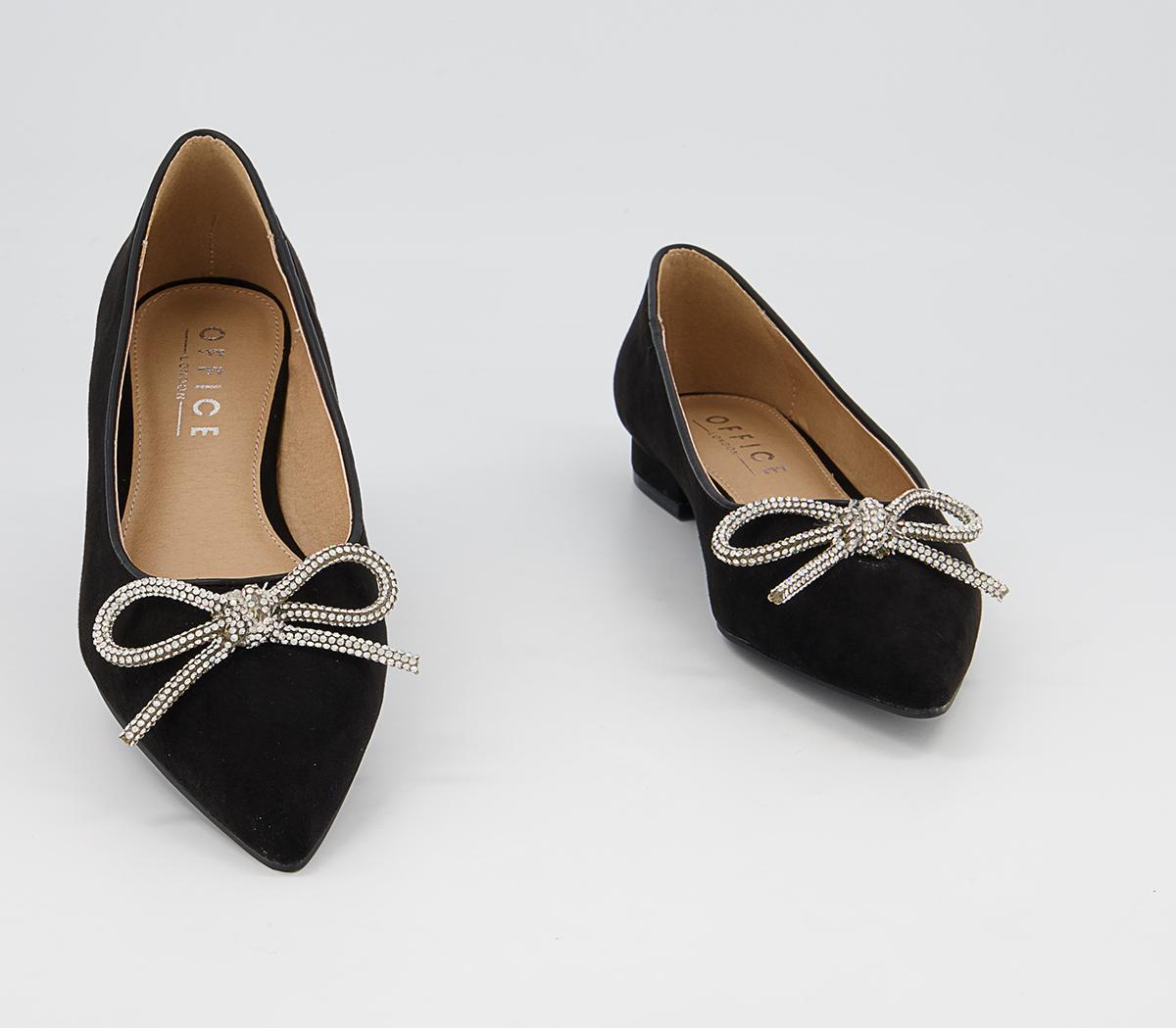 OFFICE Fairytale Bow Flat Pumps Black Embellished - Flat Shoes for Women