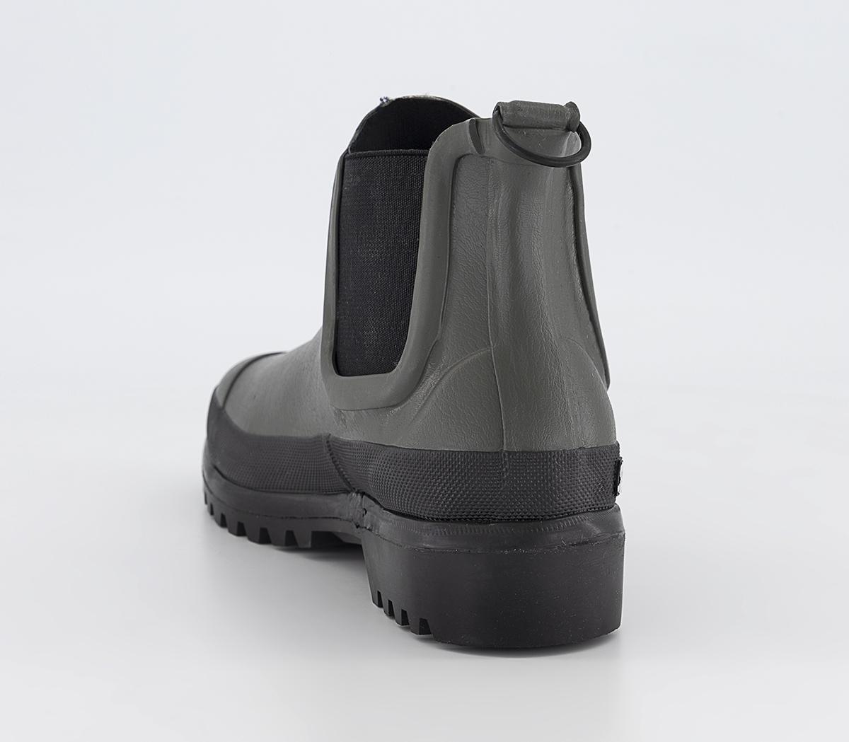 Stutterheim Rain Walker Chelsea Boots Khaki Black - Women's Ankle Boots