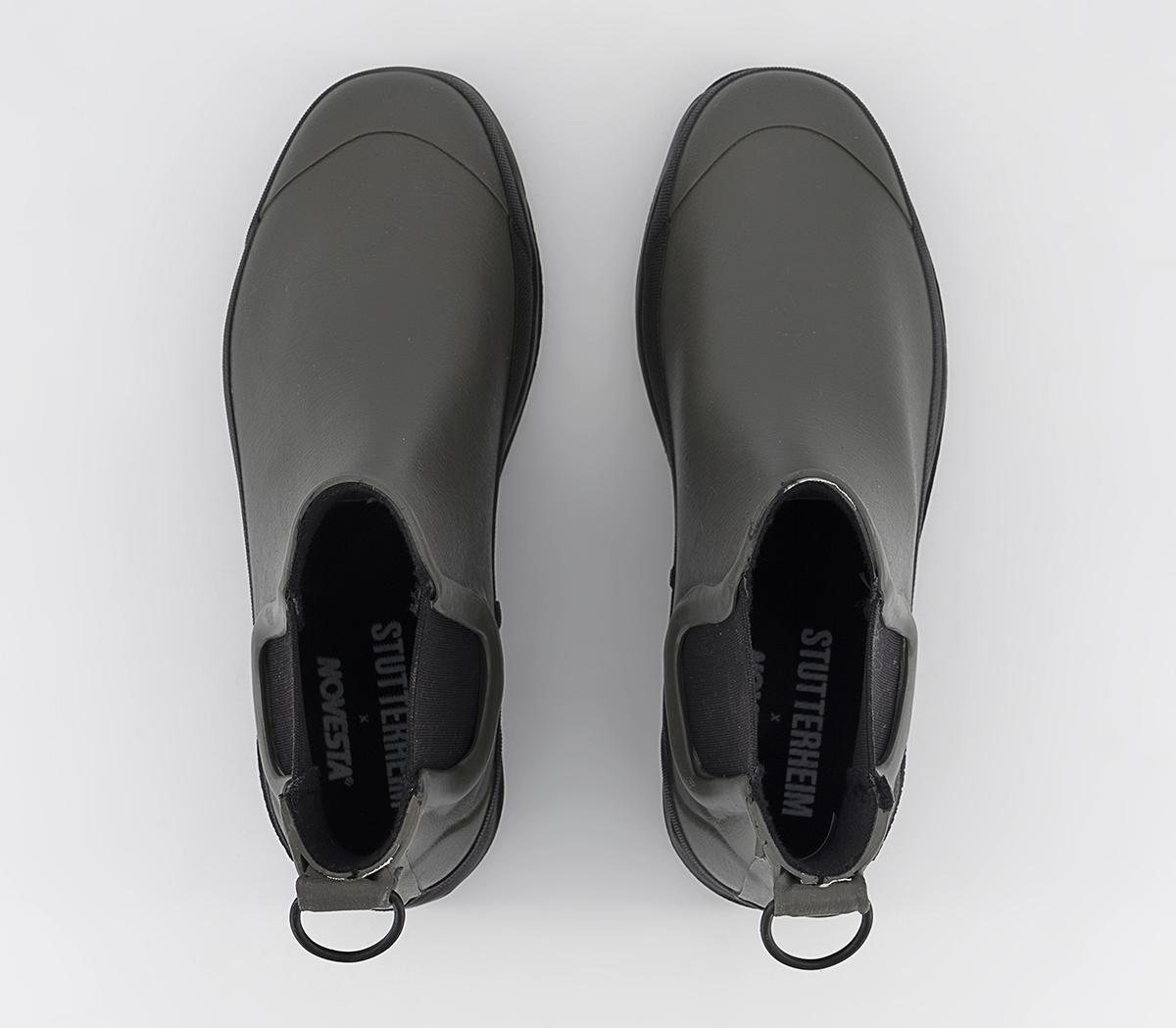 Stutterheim Rain Walker Chelsea Boots Khaki Black - Women's Ankle Boots