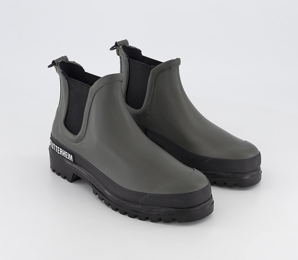 Stutterheim Rain Walker Chelsea Boots Khaki Black - Women's Ankle Boots