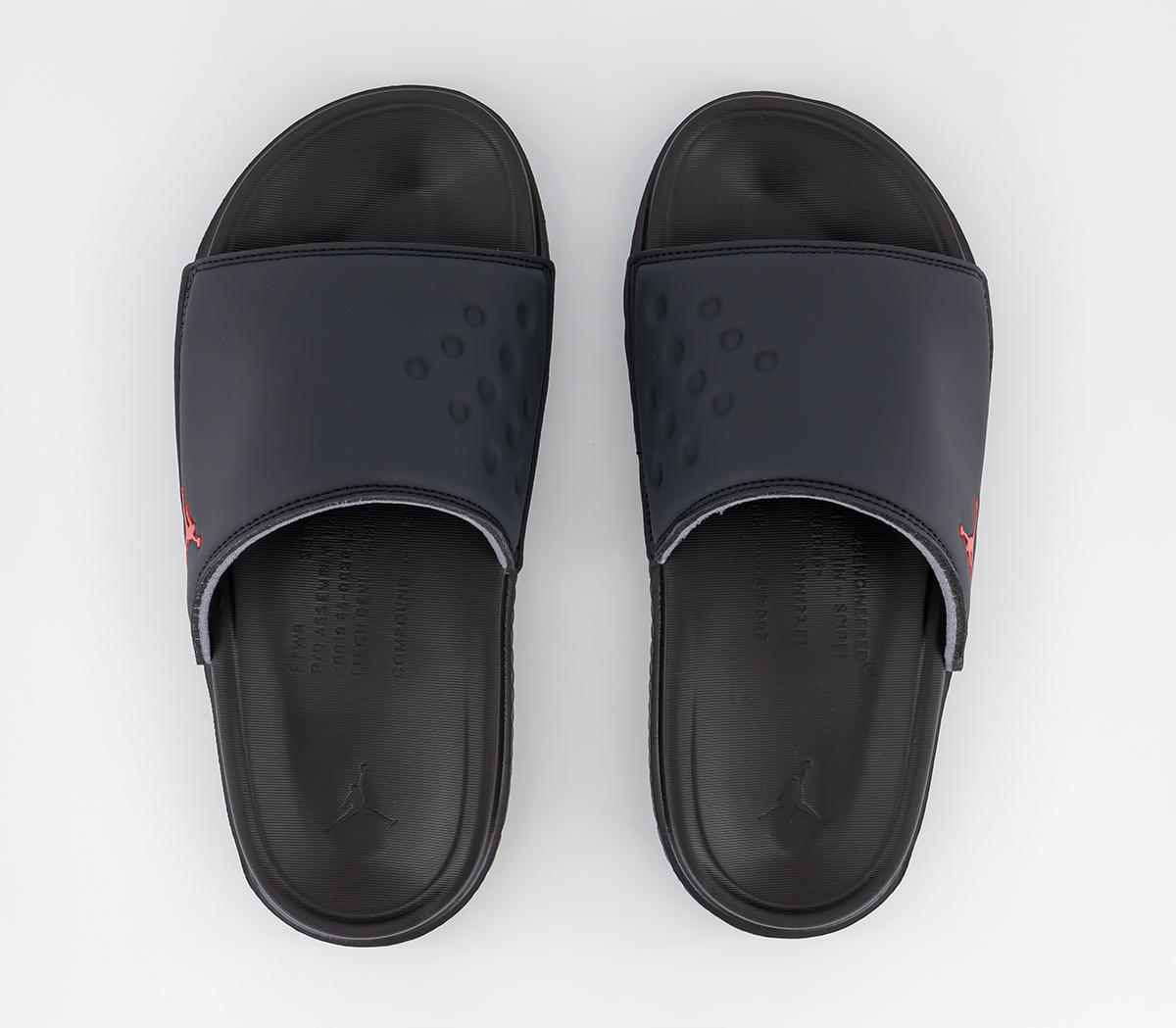 Jordan Jordan Play Sliders Anthracite University Red Black - Men’s Sliders