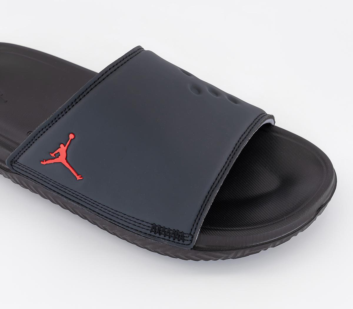 Jordan Jordan Play Sliders Anthracite University Red Black - Men’s Sliders