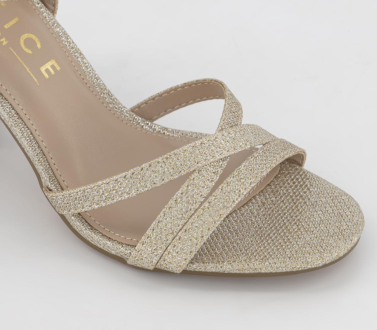 OFFICE Moonstone Two Part Block Heels Gold Glitter - Mid Heels