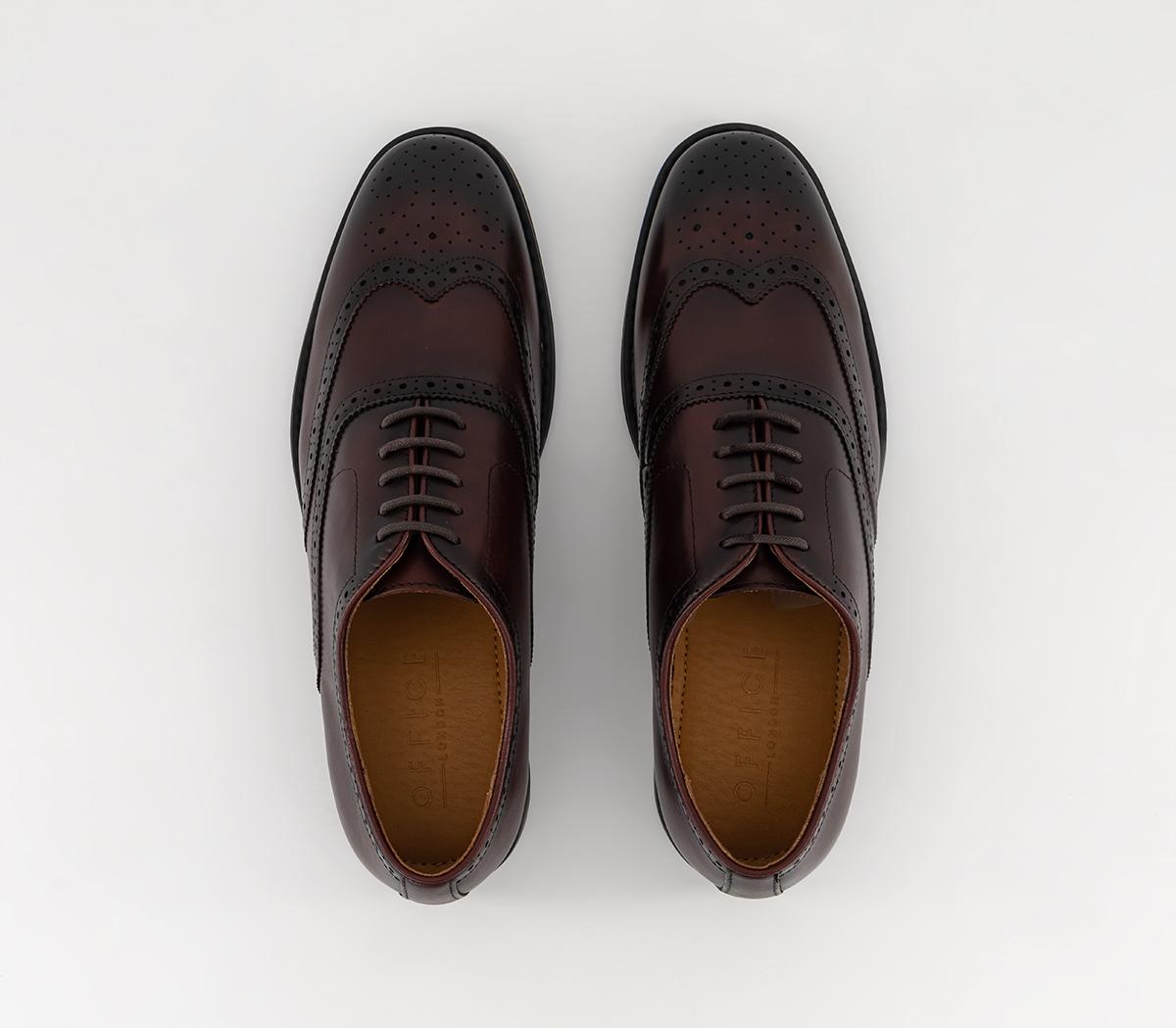 OFFICE Meanest Oxford Brogues Burgundy Leather Black Sole - Men’s Smart ...
