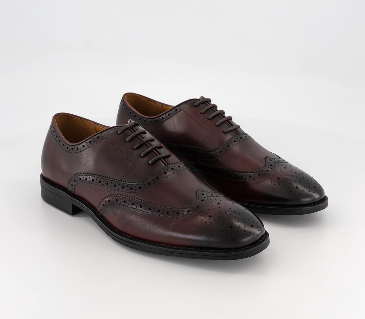 OFFICE Meanest Oxford Brogues Burgundy Leather Black Sole - Men’s Smart ...