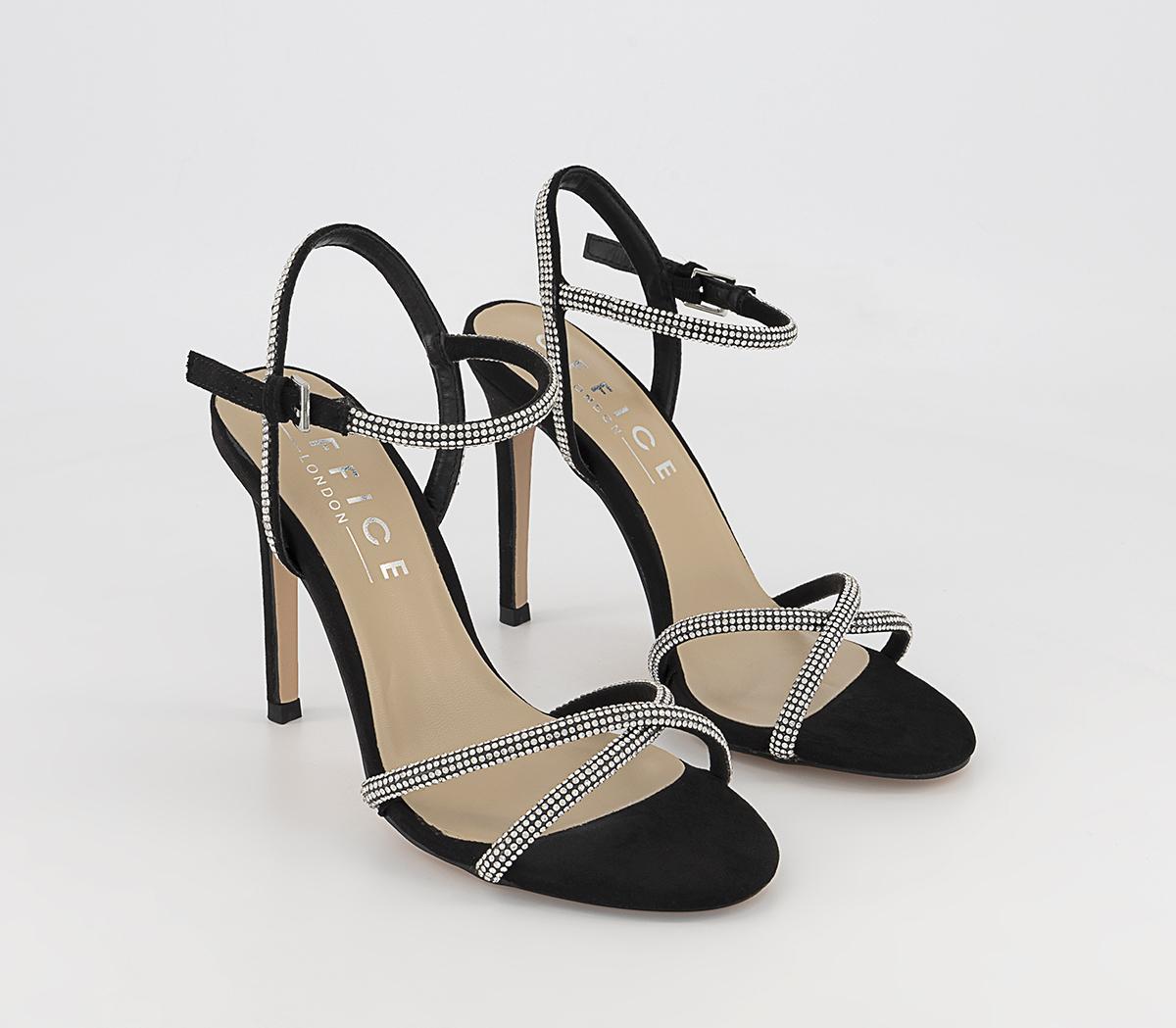 OFFICE Honor Strappy Two Part Stiletto Heels Black - High Heels
