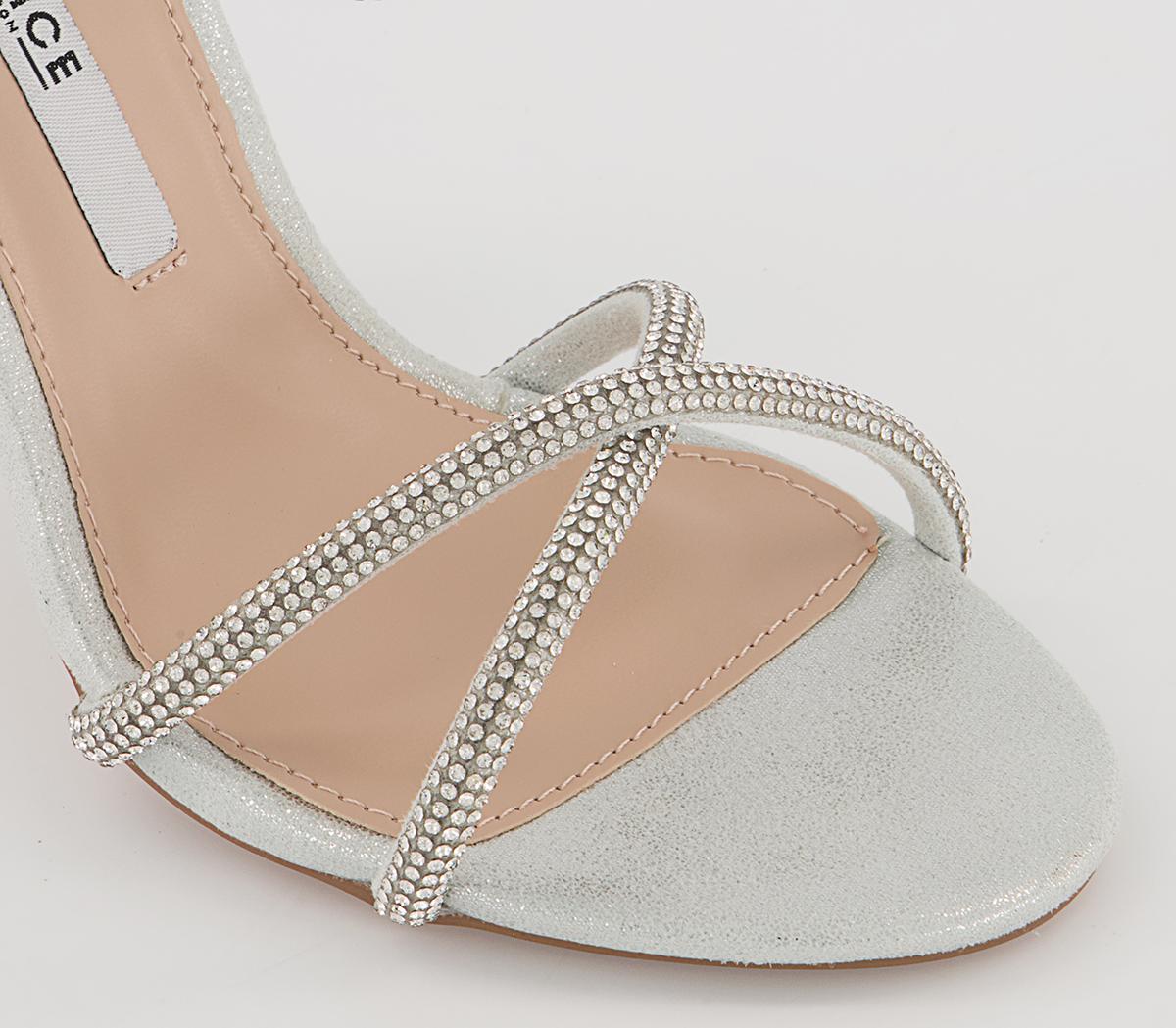 OFFICE Honor Strappy Two Part Stiletto Heels Silver - High Heels