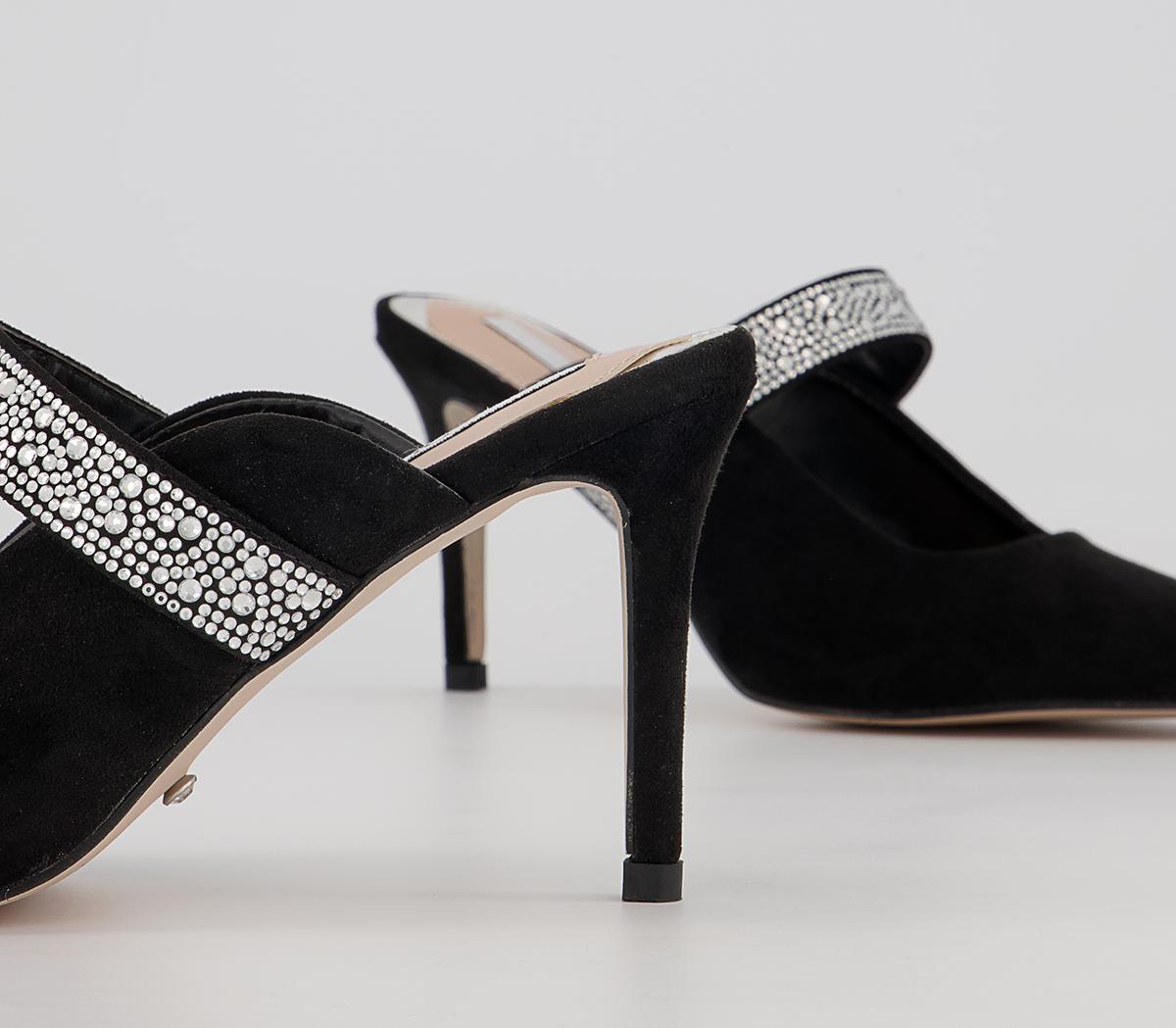 OFFICE Melon Embellished Mules Black - Mid Heels