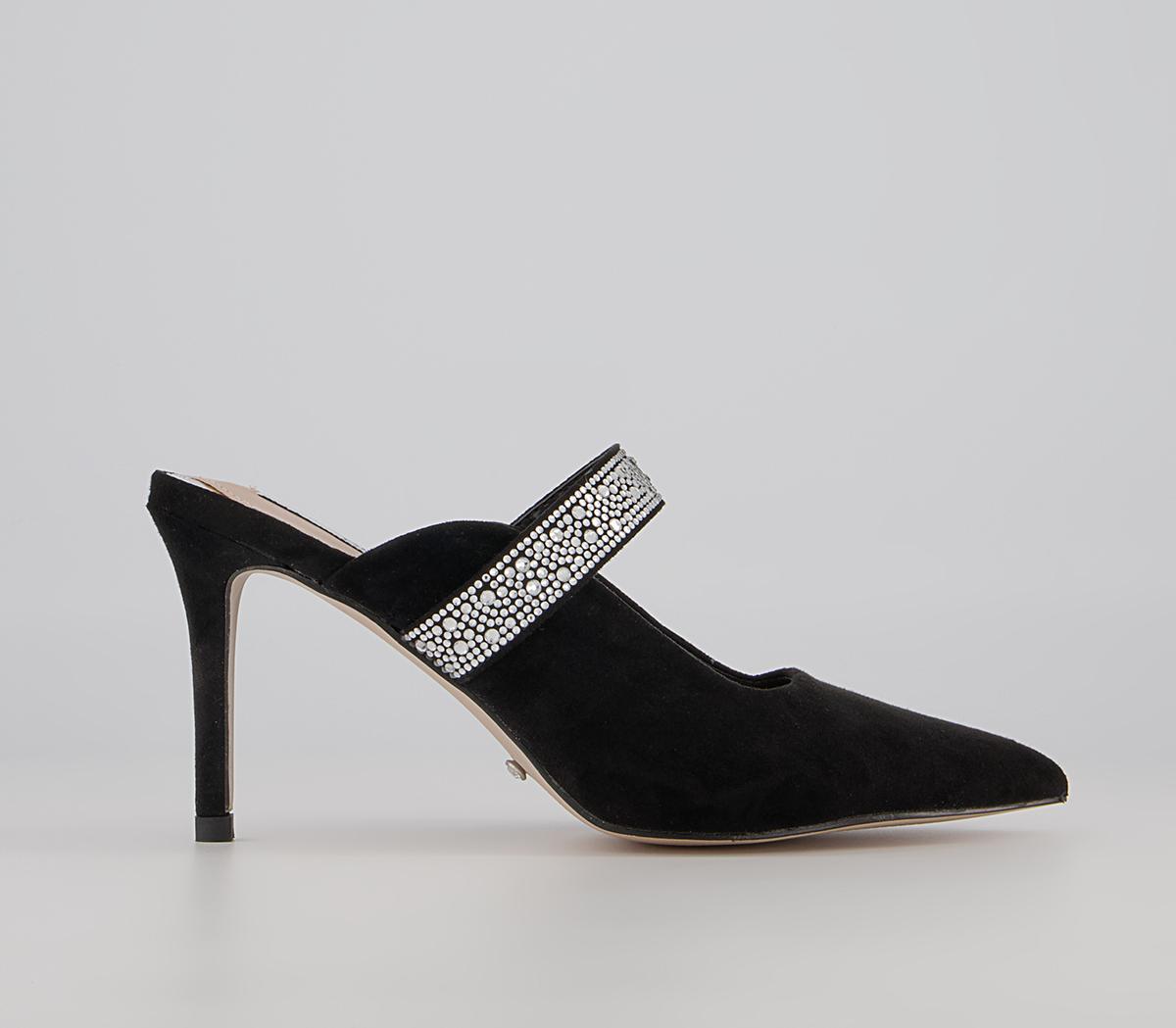 OFFICE Melon Embellished Mules Black - Mid Heels