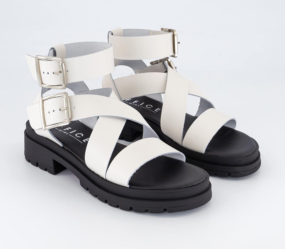 OFFICE Stash Buckle Detail Sandals Off White Leather - Women’s Sandals