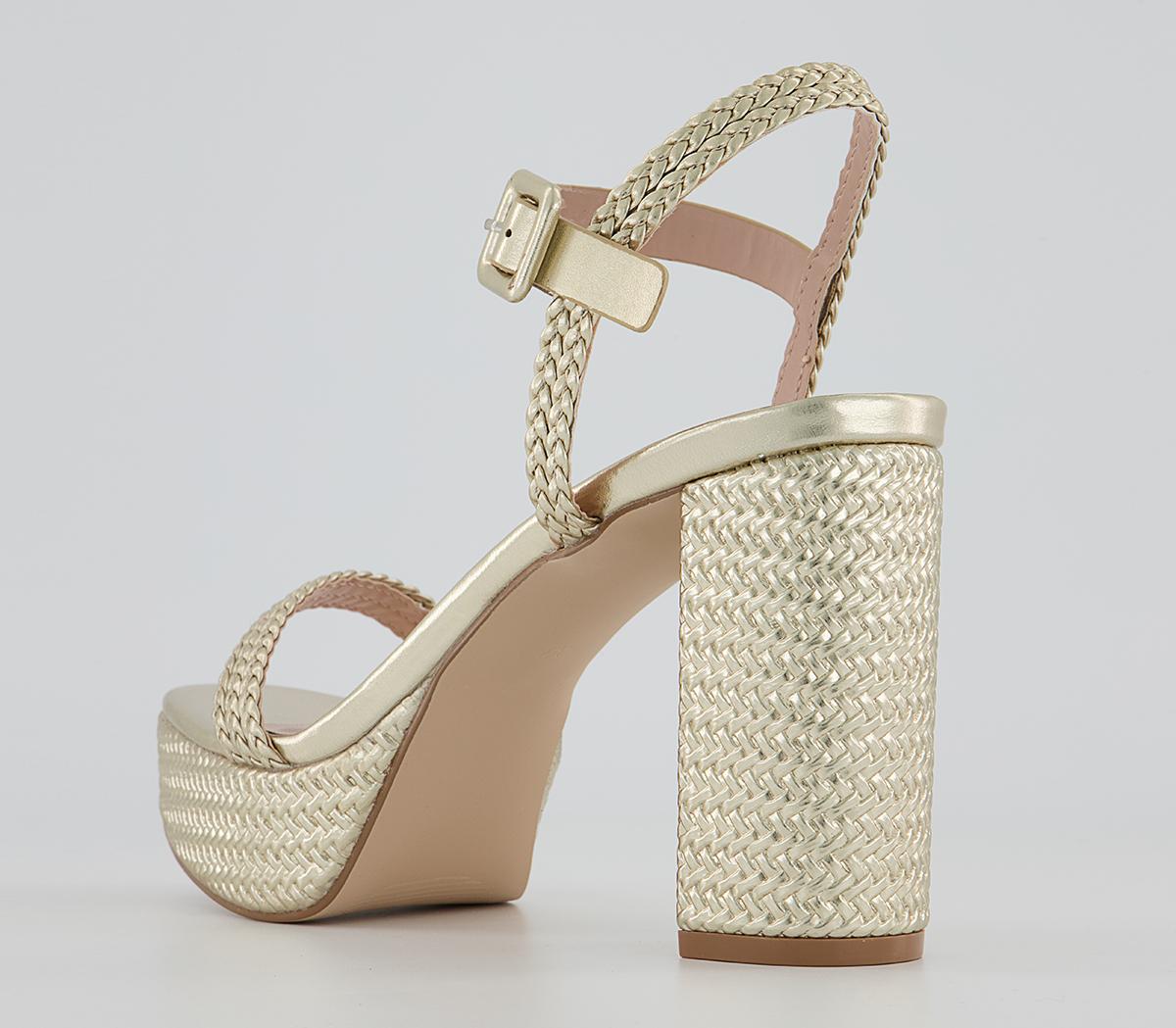 OFFICE Heloise Two Part Weave Sandals Gold - Heels