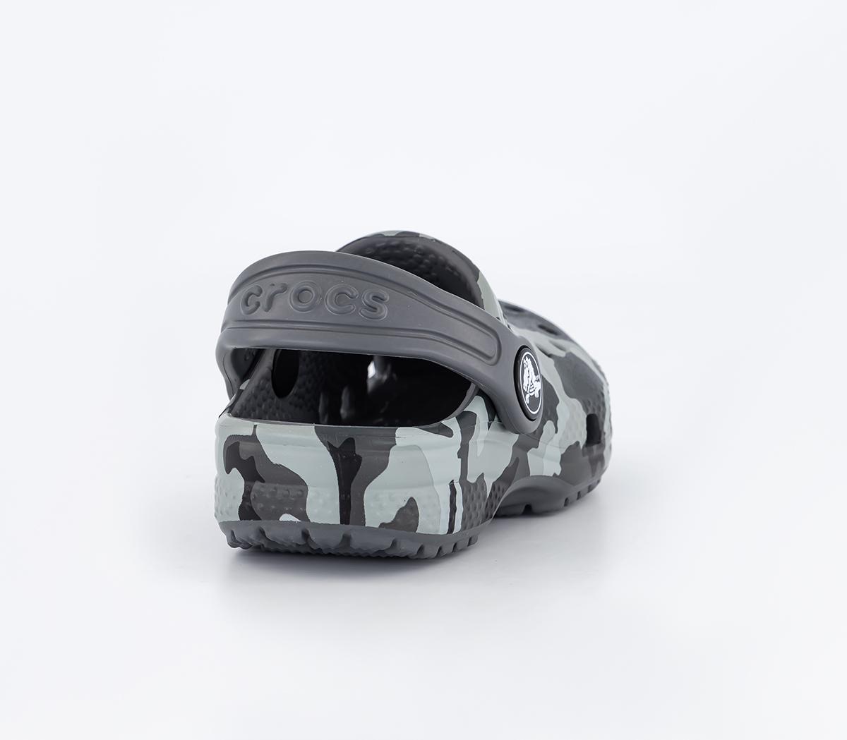 Crocs Classic Toddler Clogs Black Grey Camo - Unisex
