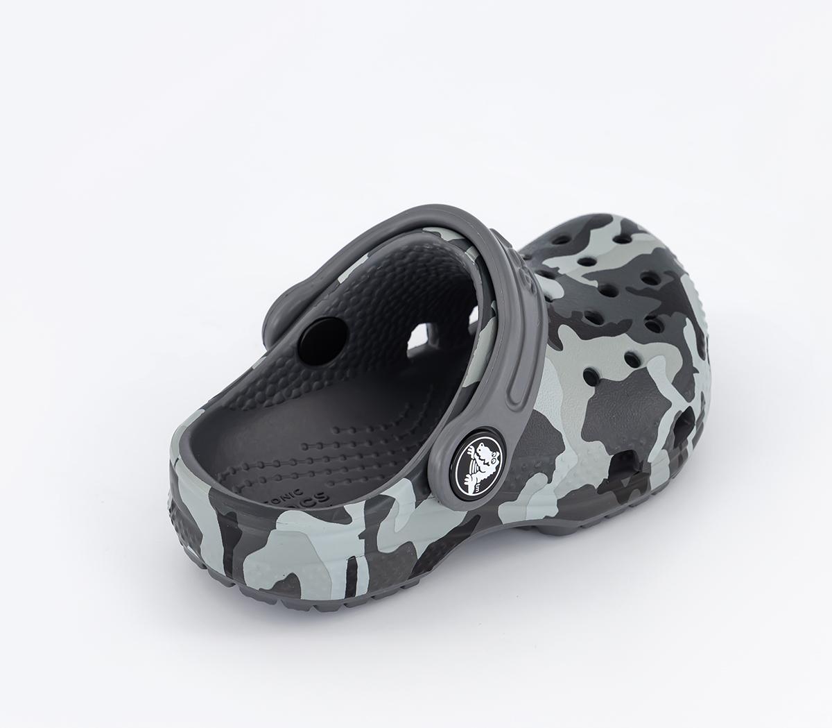 Crocs Classic Toddler Clogs Black Grey Camo - Unisex