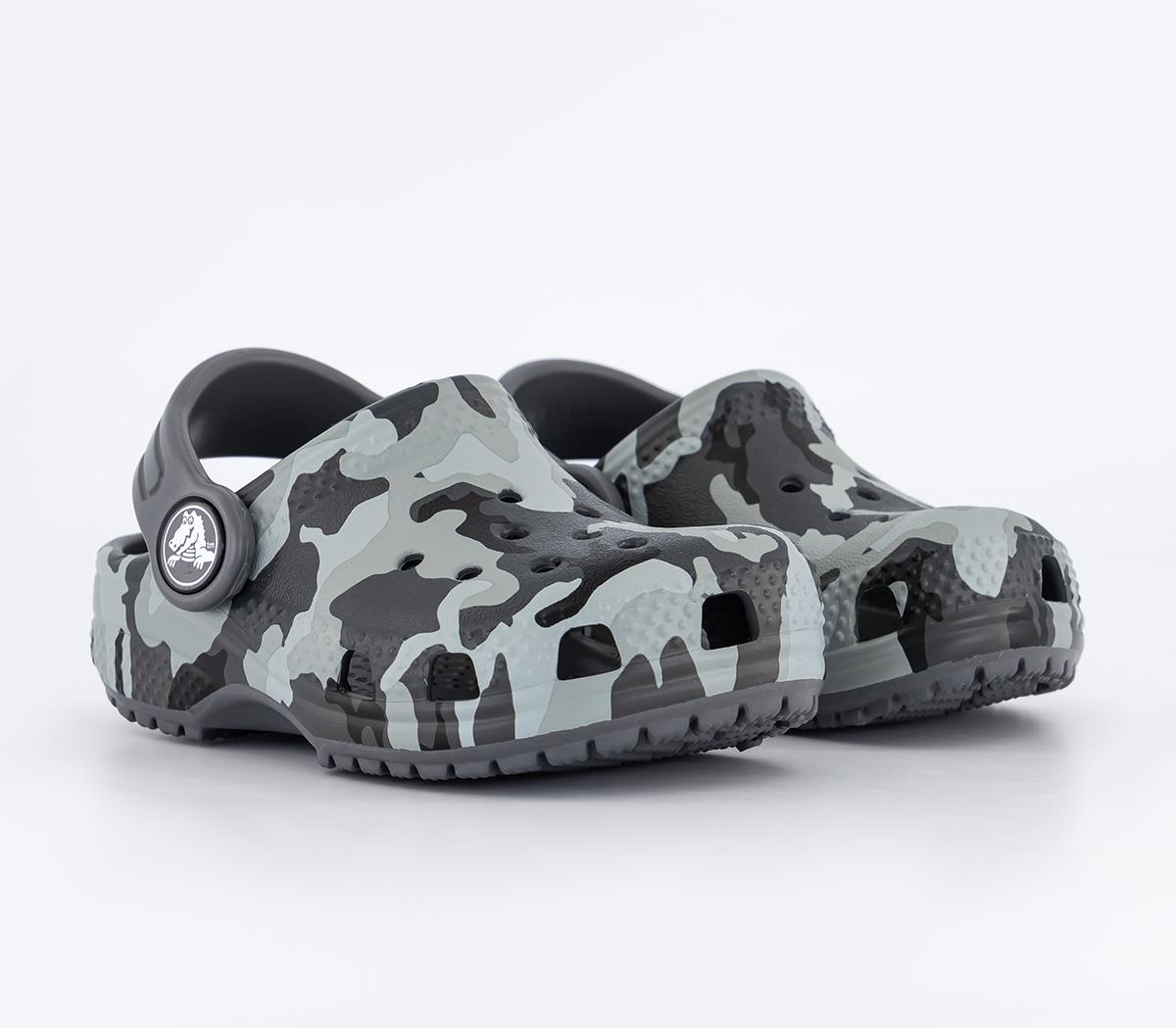 Crocs Classic Toddler Clogs Black Grey Camo - Unisex