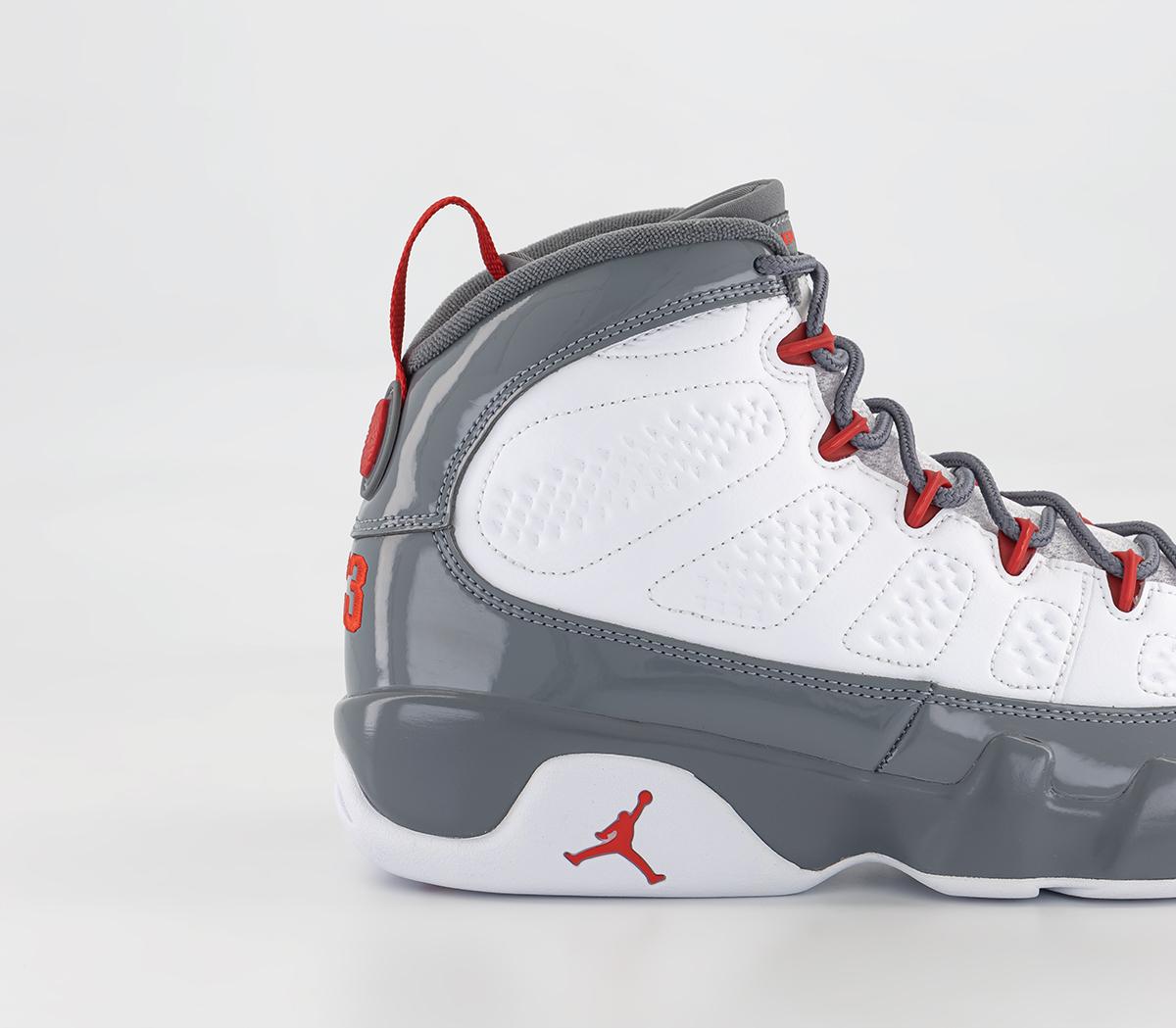 Jordan Jordan 9 Trainers White Fire Red Cool Grey - Men's Trainers