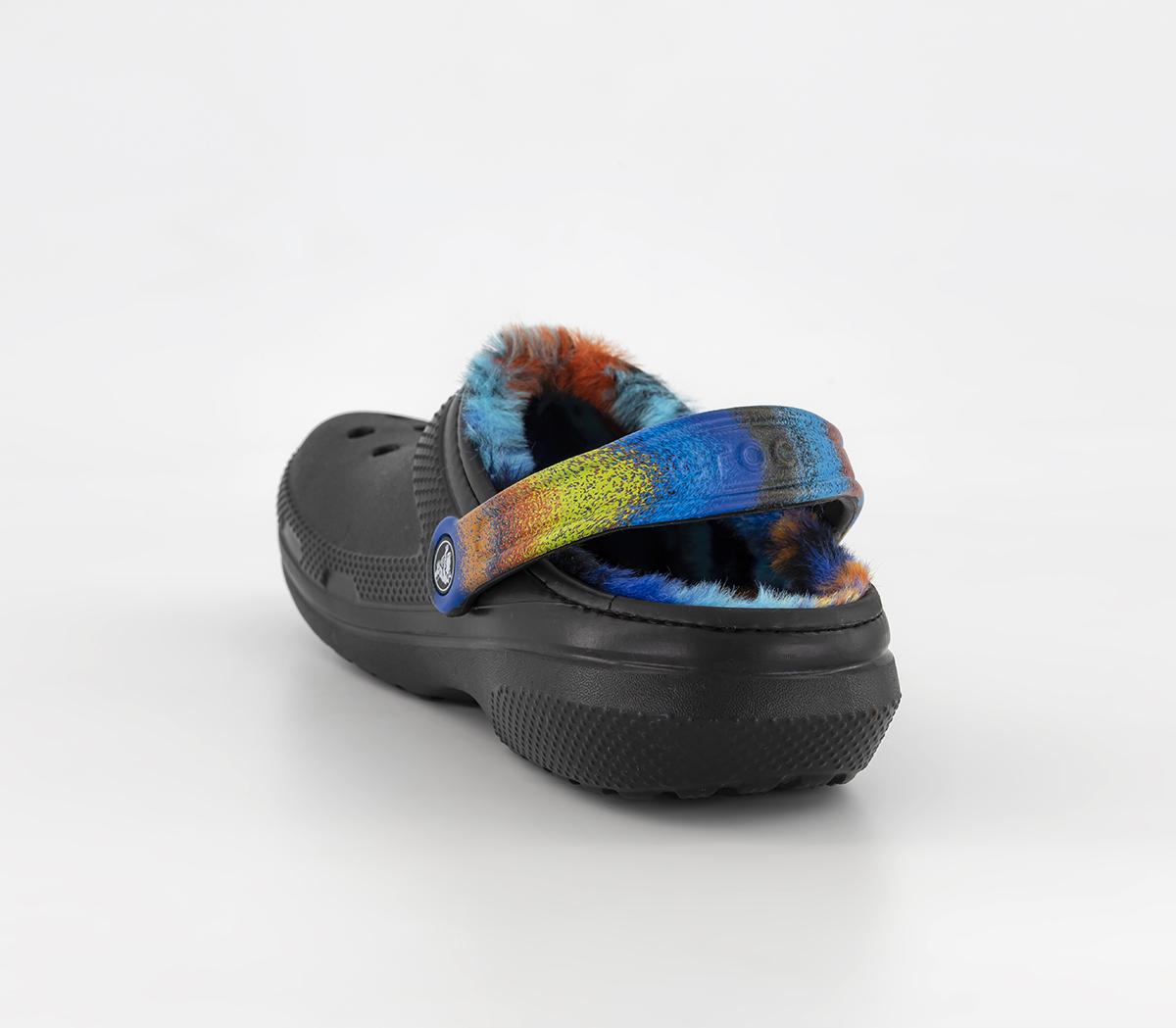 Crocs Classic Lined Clogs Black Spray Dye Multi - Men’s Sandals