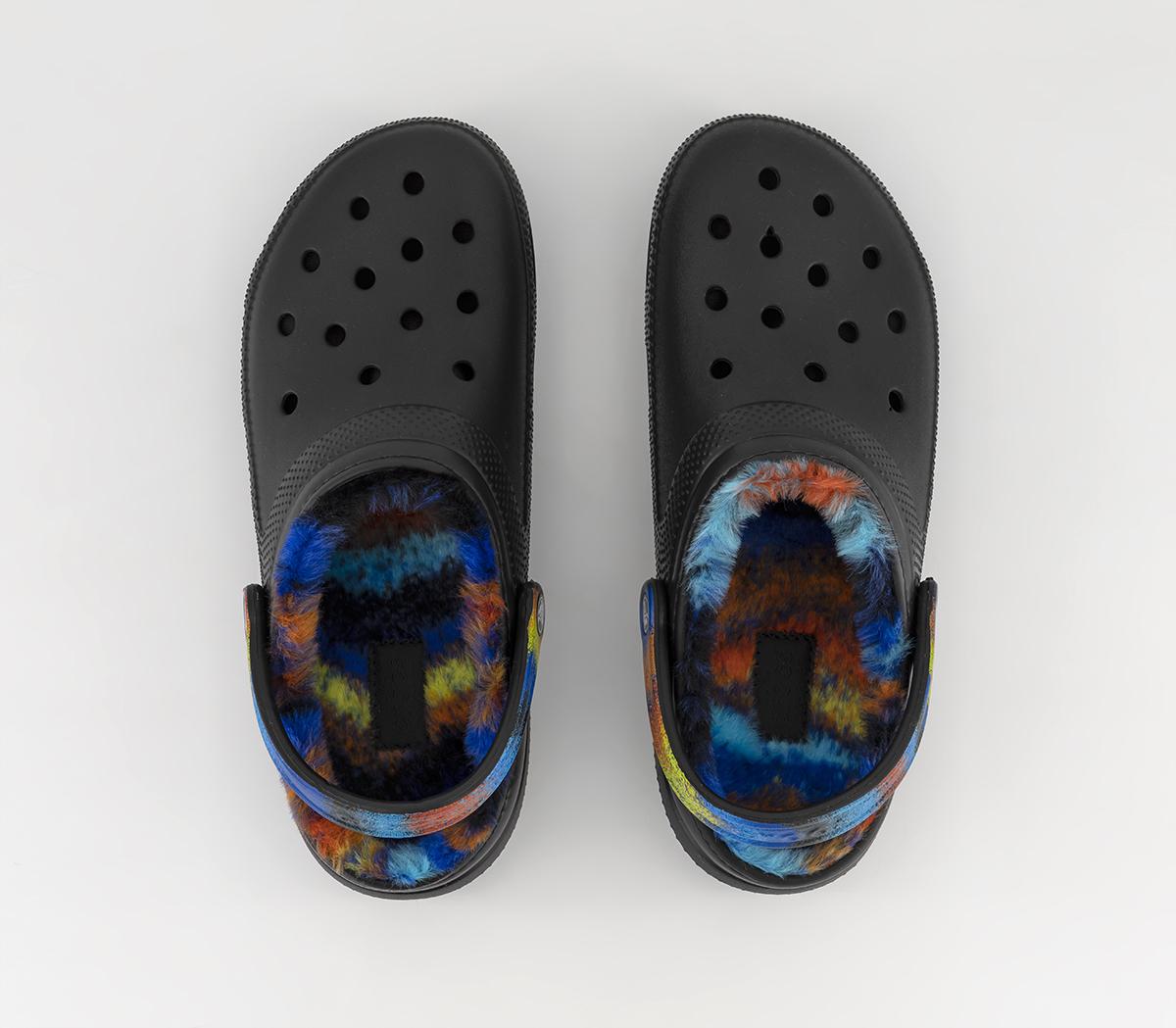 Crocs Classic Lined Clogs Black Spray Dye Multi - Men’s Sandals