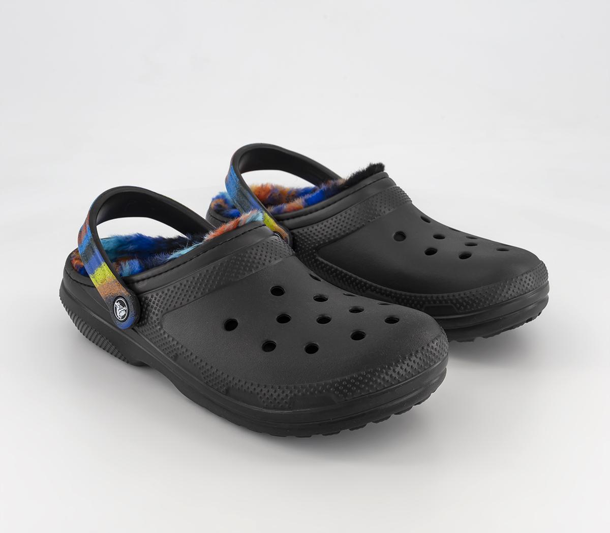 Crocs Classic Lined Clogs Black Spray Dye Multi - Men’s Sandals