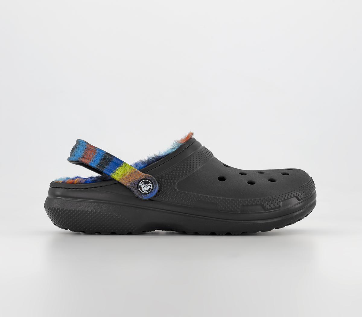 Crocs Classic Lined Clogs Black Spray Dye Multi - Men’s Sandals