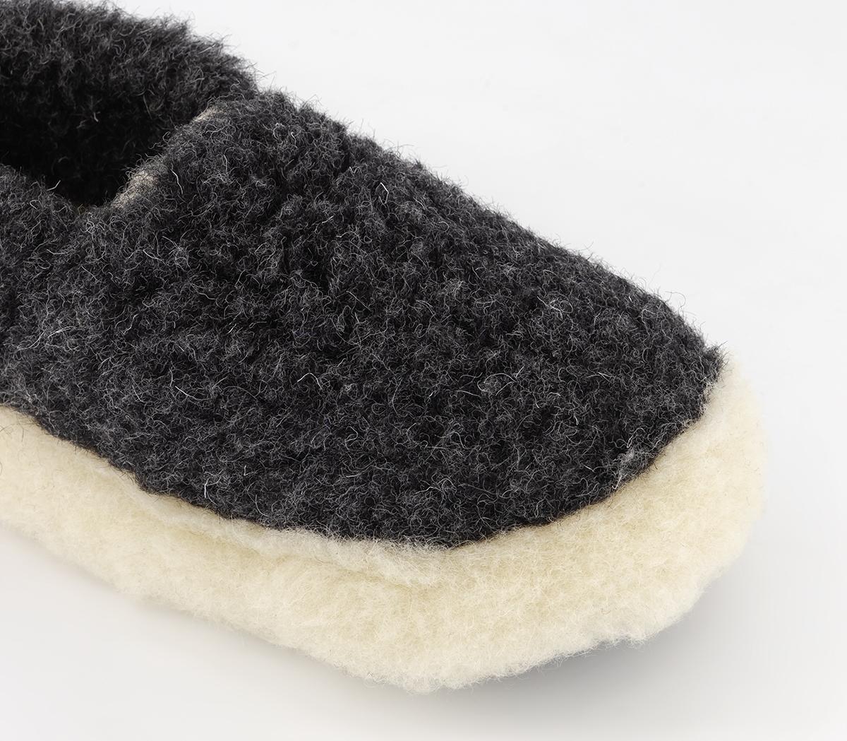 Yoko Wool Yoko Wool Slippers Black - Flat Shoes for Women