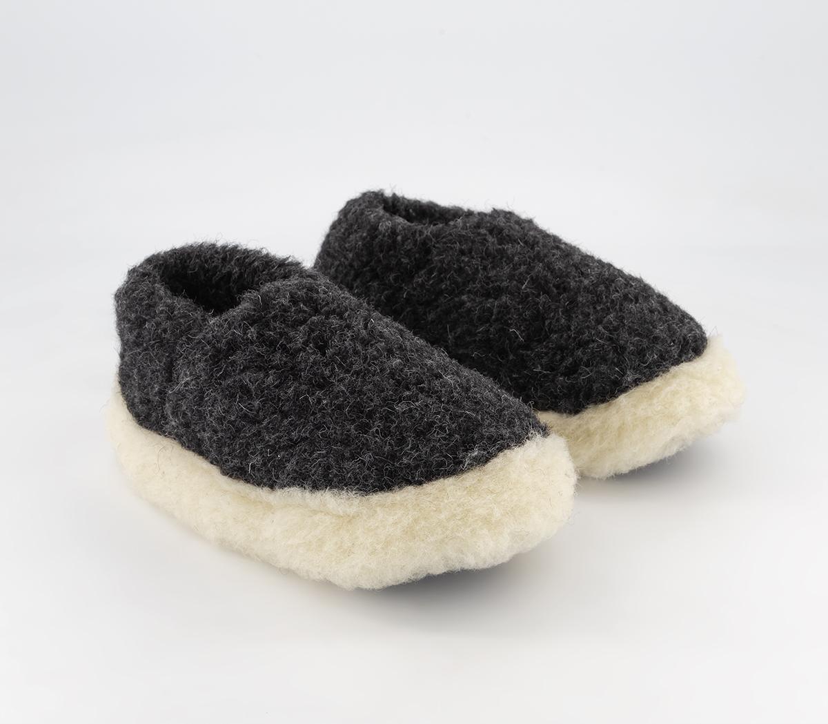 Yoko Wool Yoko Wool Slippers Black - Flat Shoes for Women