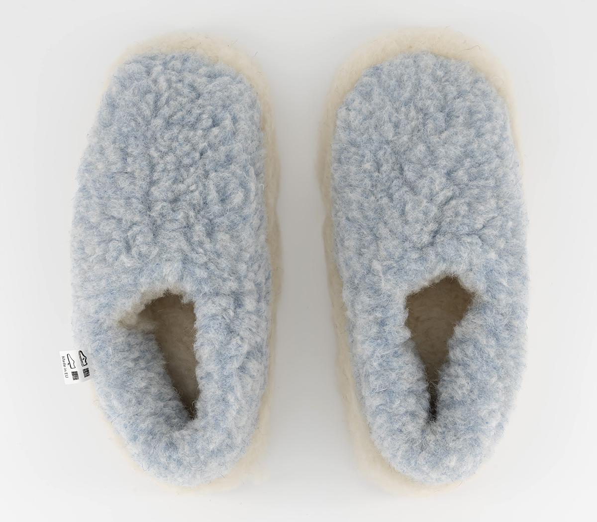 Yoko Wool Yoko Wool Slippers Light Blue - Flat Shoes for Women