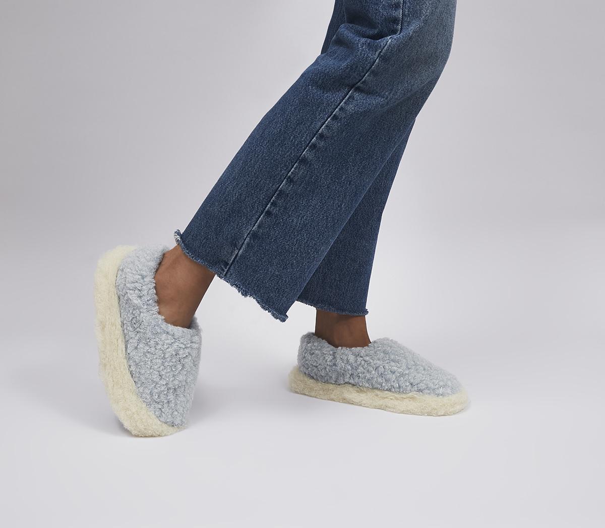 Yoko Wool Yoko Wool Slippers Light Blue - Flat Shoes for Women